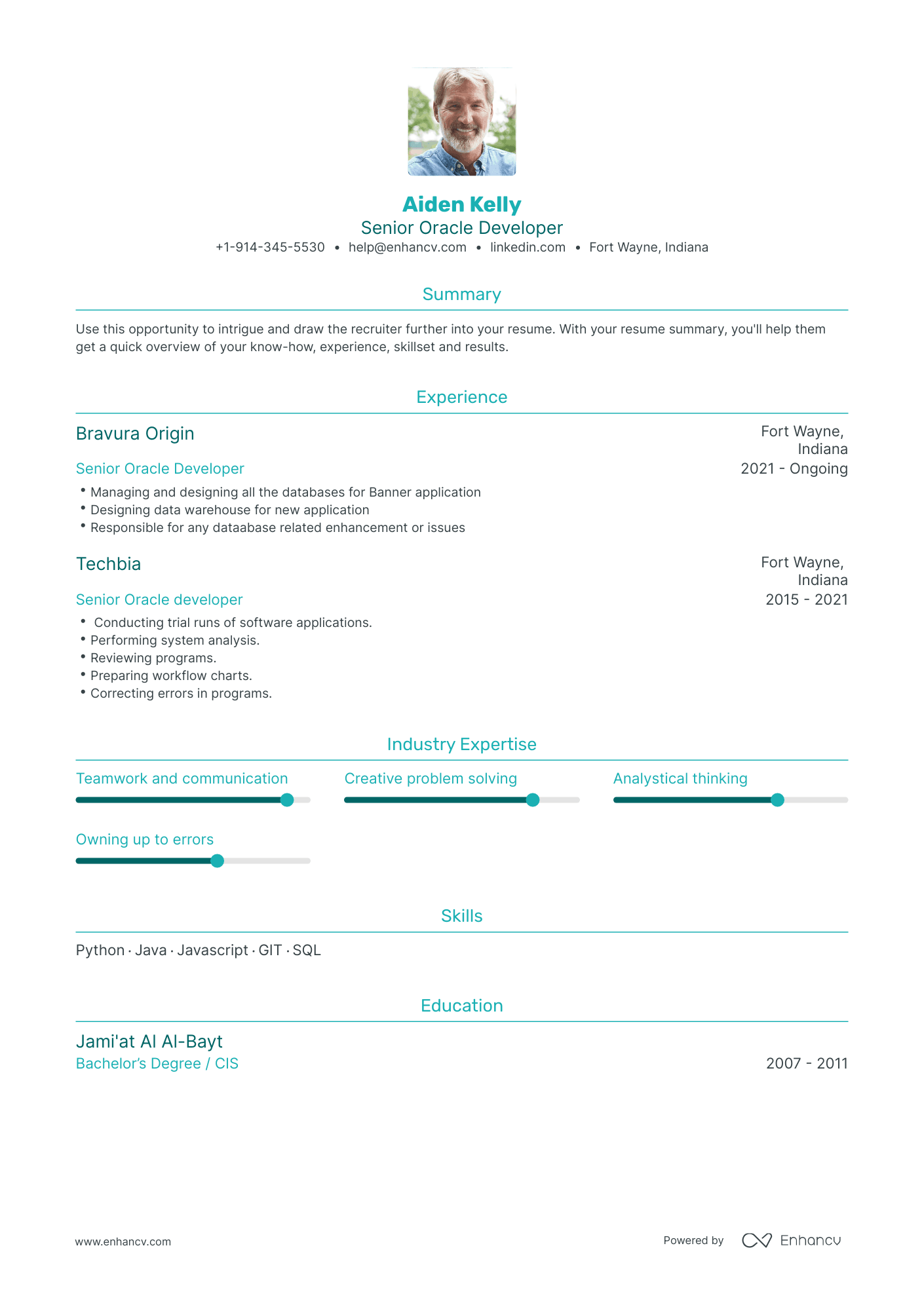 Senior Oracle Developer Resume Examples & Guide for 2023 (Layout ...