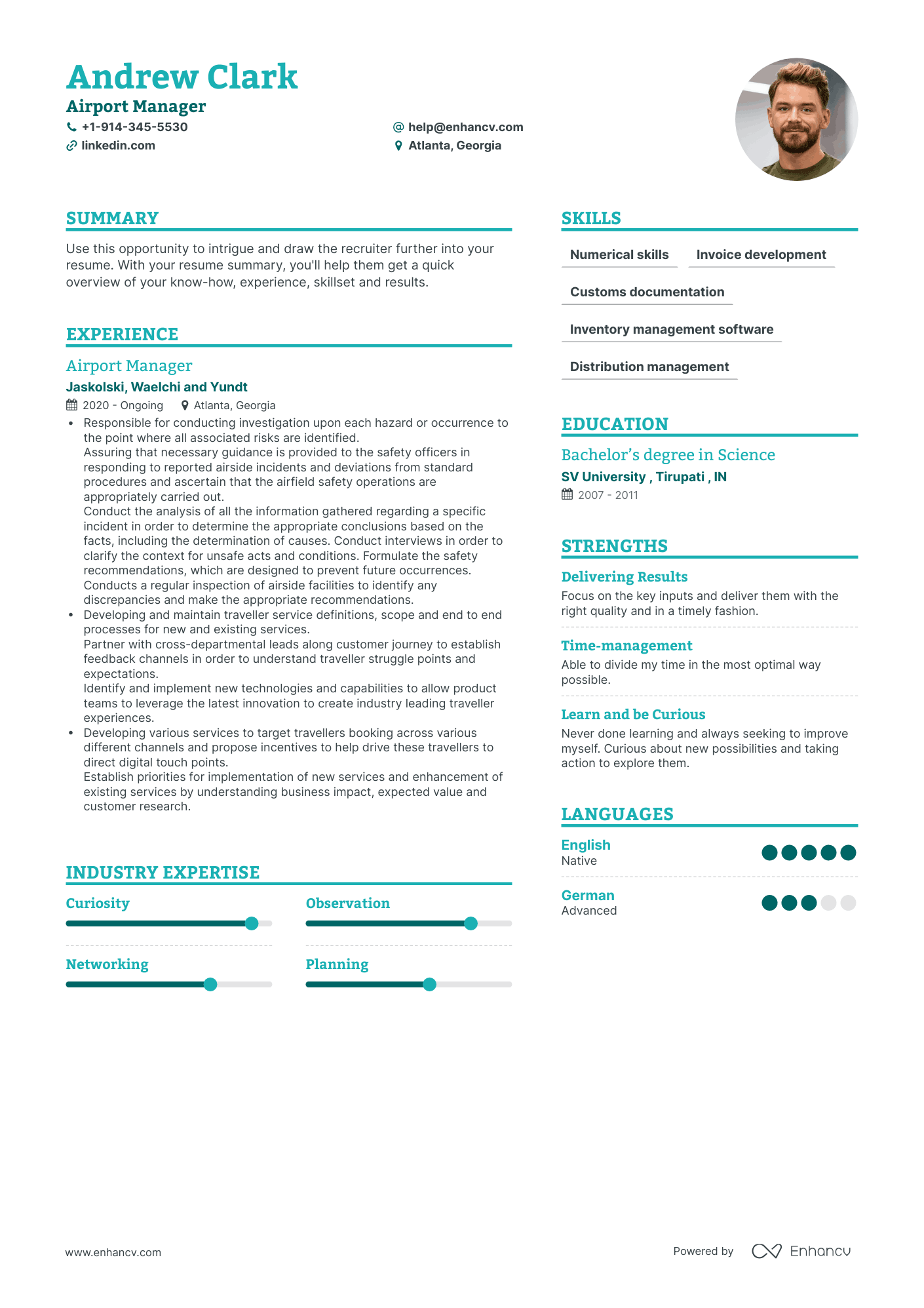 Airport Manager Resume Examples & Guide for 2023 (Layout, Skills ...