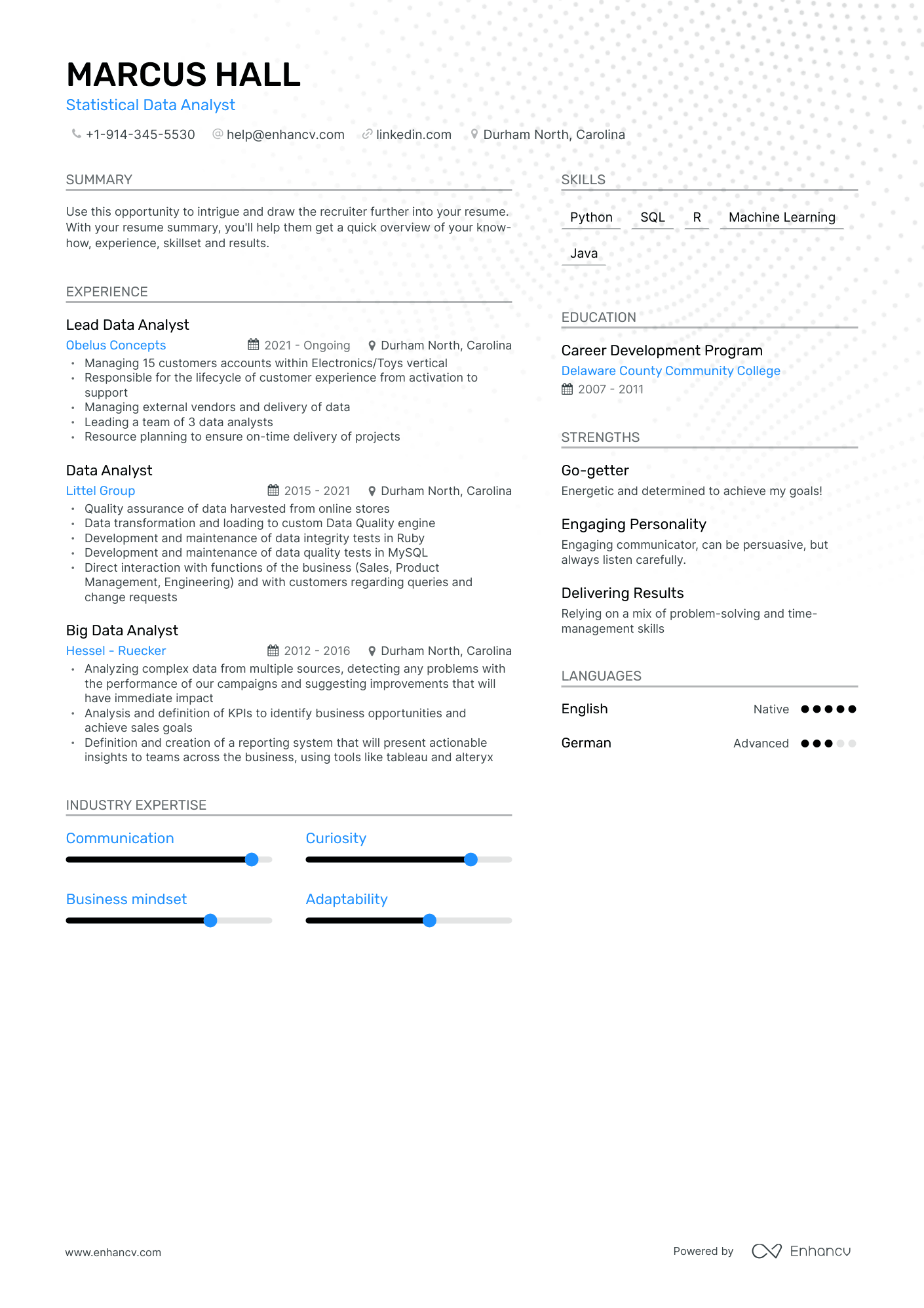 Statistical Data Analyst Resume Examples & Guide for 2023 (Layout ...