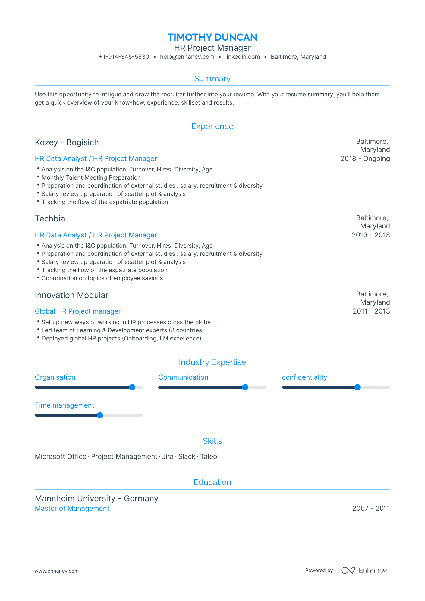 HR Project Manager Resume Examples & Guide for 2023 (Layout, Skills ...