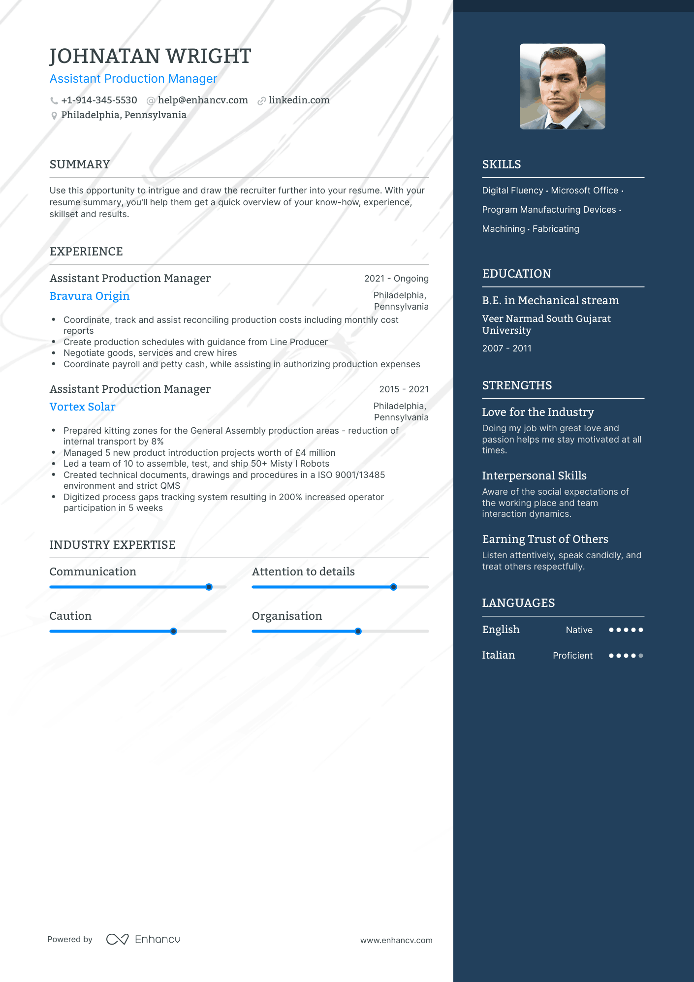 Assistant Production Manager Resume Examples & Guide for 2023 (Layout ...