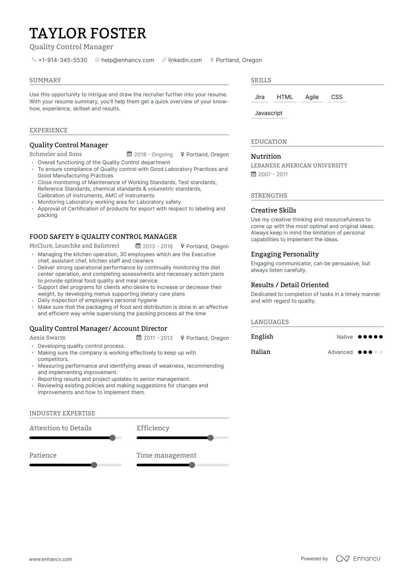 Quality Control Manager Resume Examples & Guide for 2023 (Layout ...