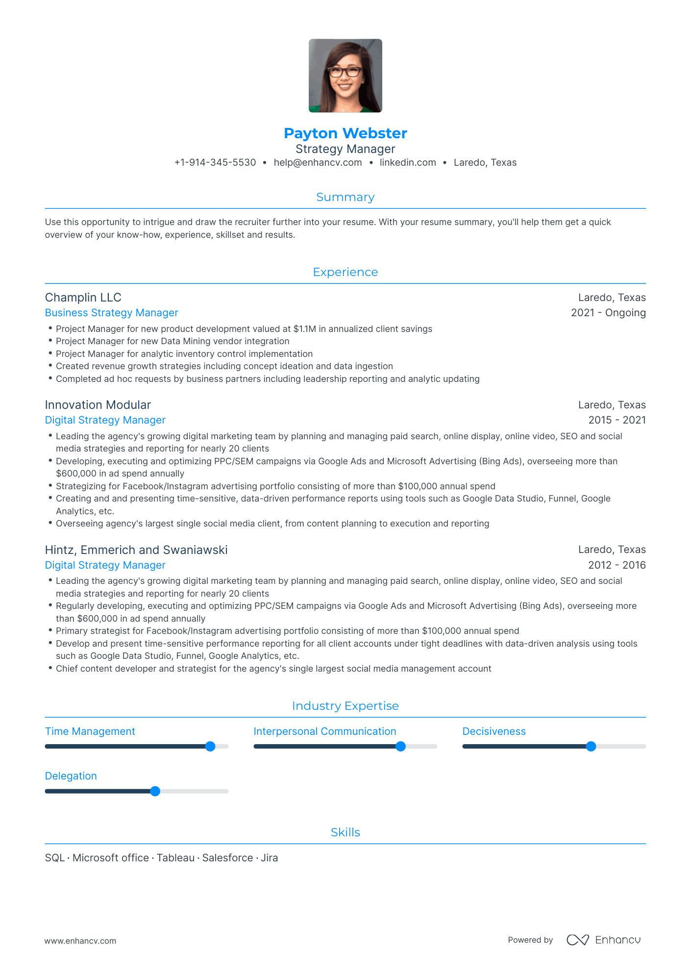 Strategy Manager Resume Examples & Guide for 2023 (Layout, Skills ...
