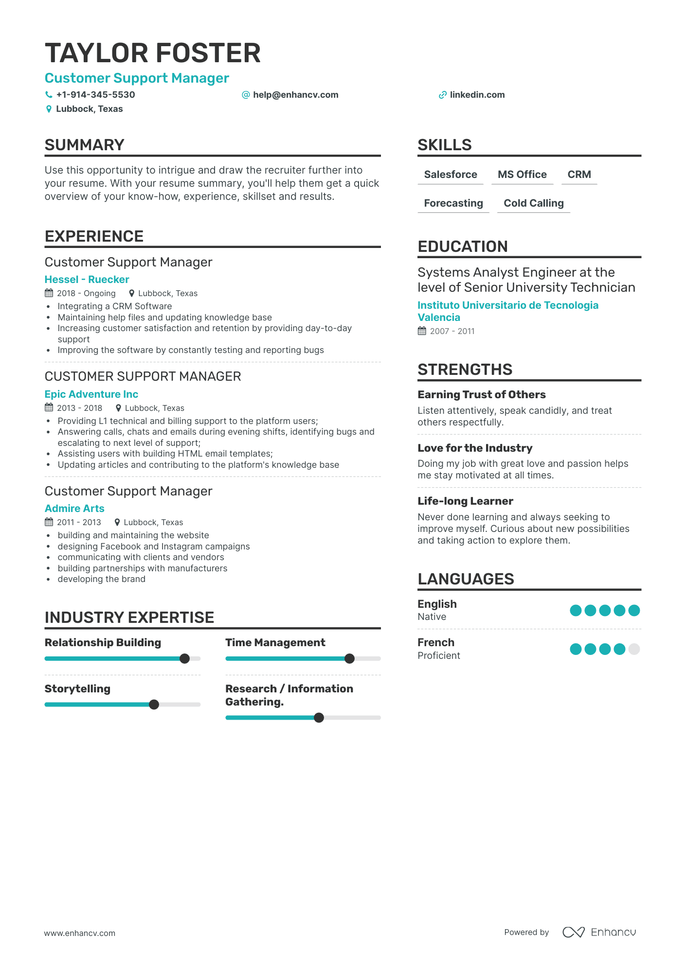 Customer Support Manager Resume Examples & Guide for 2023 (Layout ...