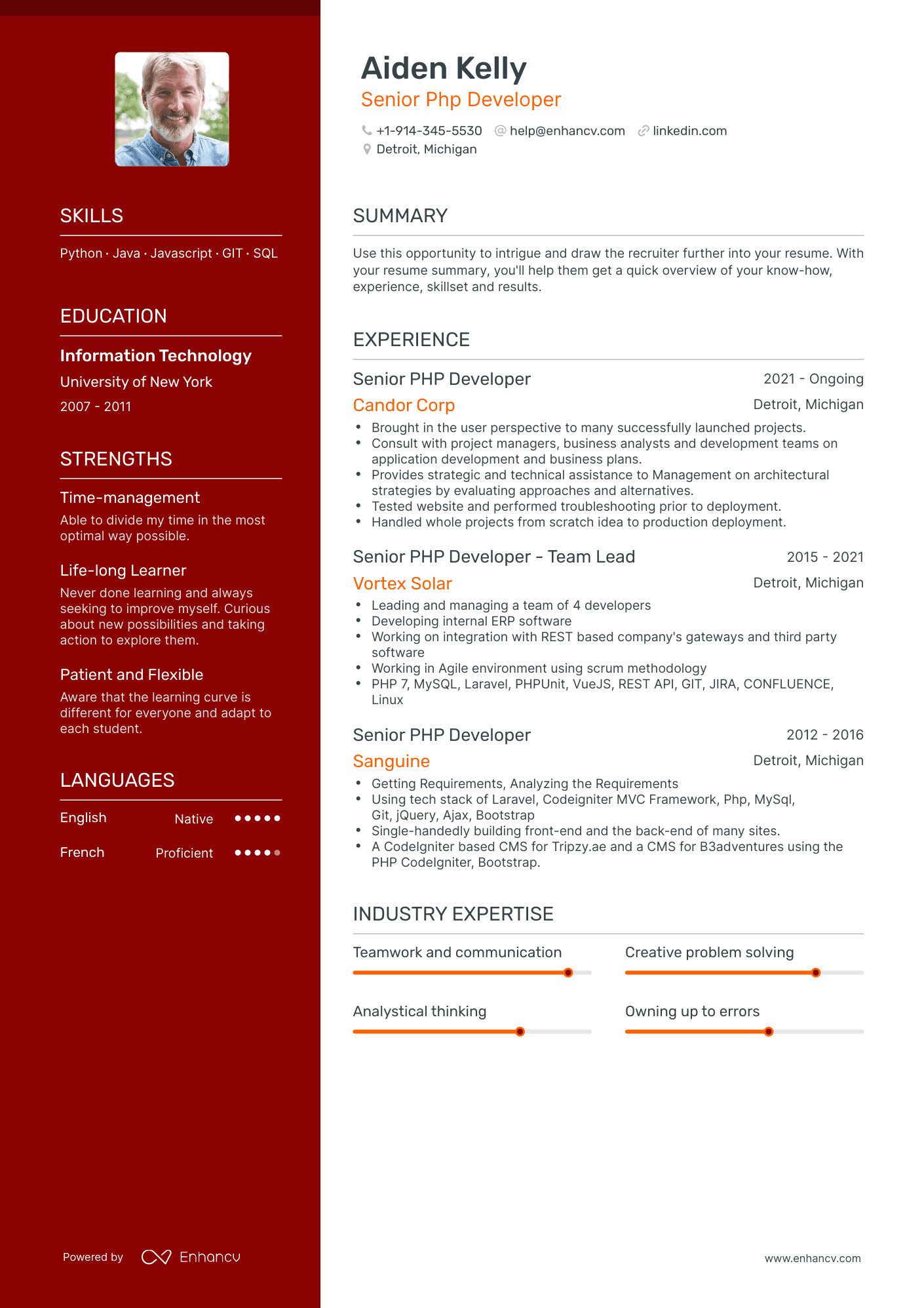 Senior Php Developer Resume Examples & Guide for 2023 (Layout, Skills ...