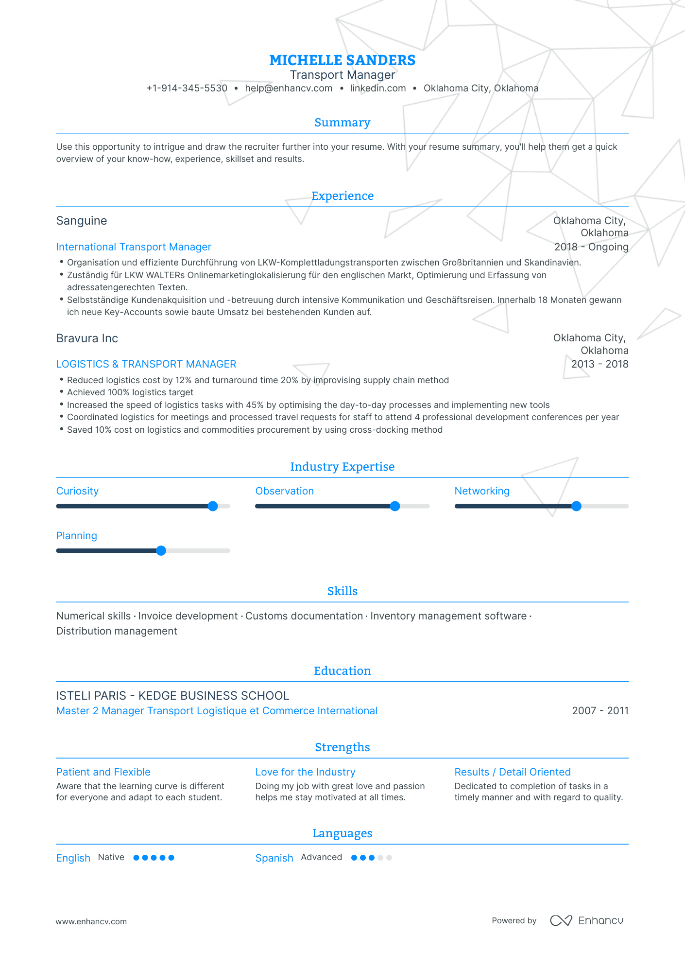 Transport Manager Resume Examples & Guide for 2023 (Layout, Skills ...