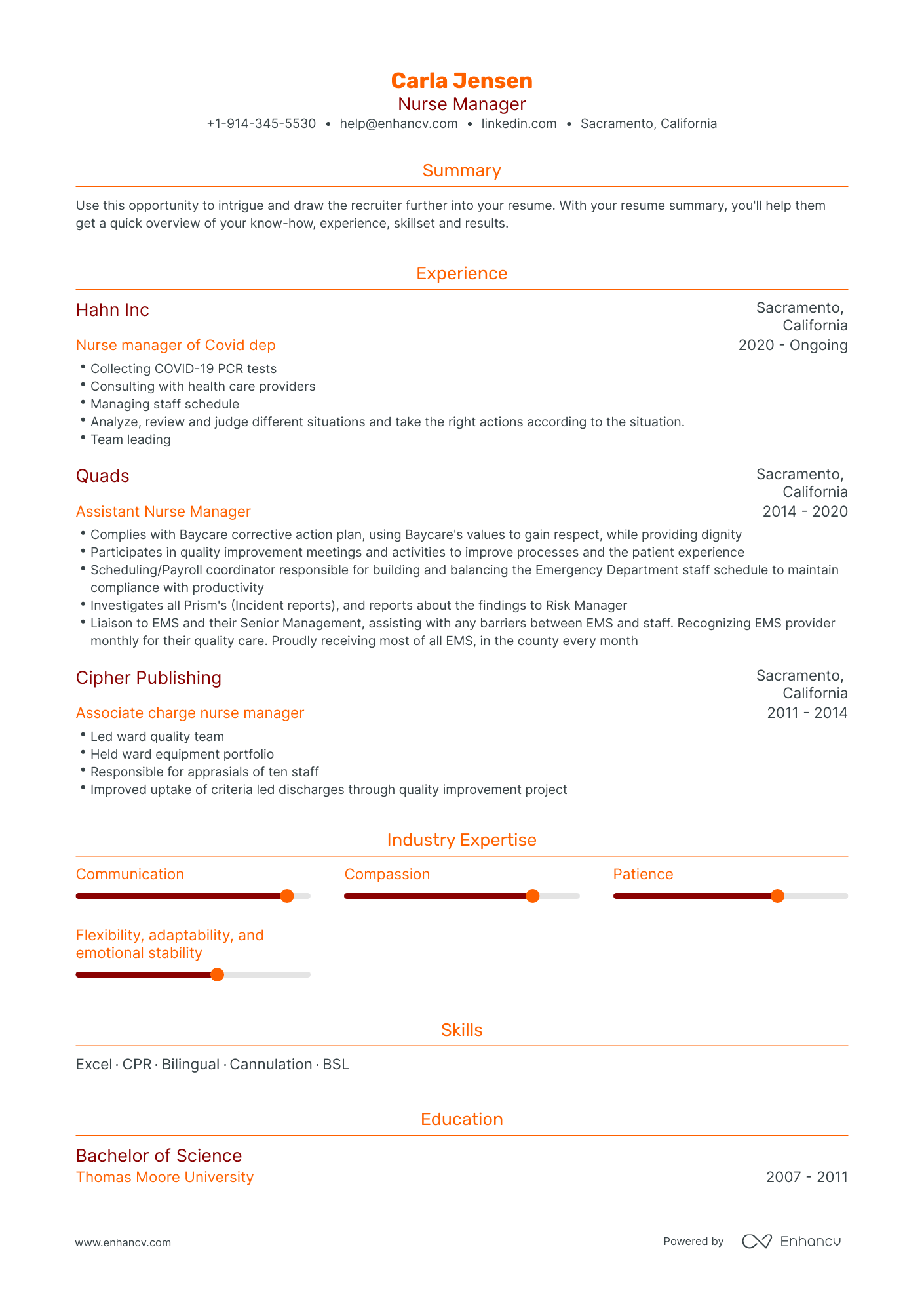 Nurse Manager Resume Examples & Guide for 2023 (Layout, Skills ...