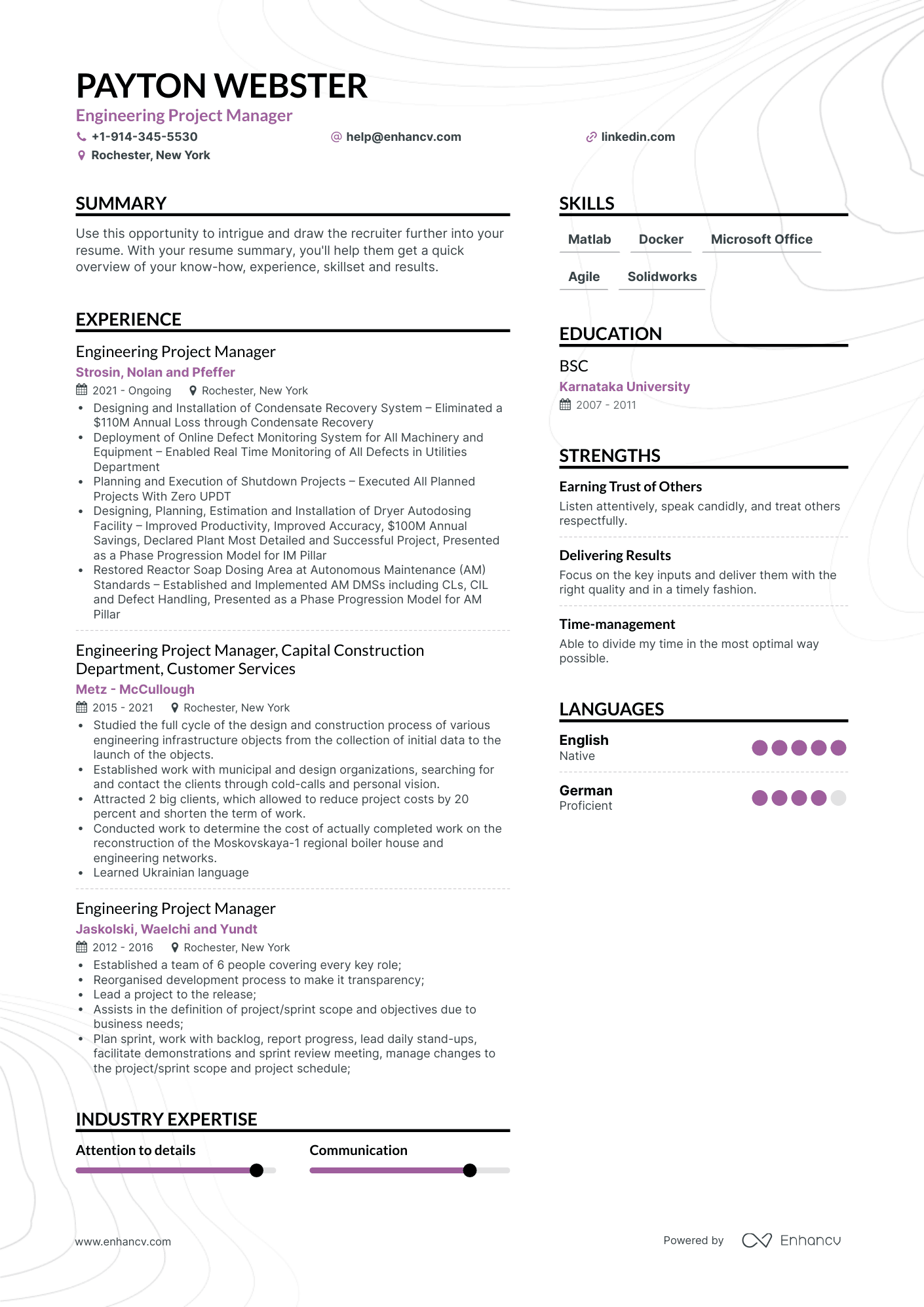Engineering Project Manager Resume Examples & Guide for 2023 (Layout ...