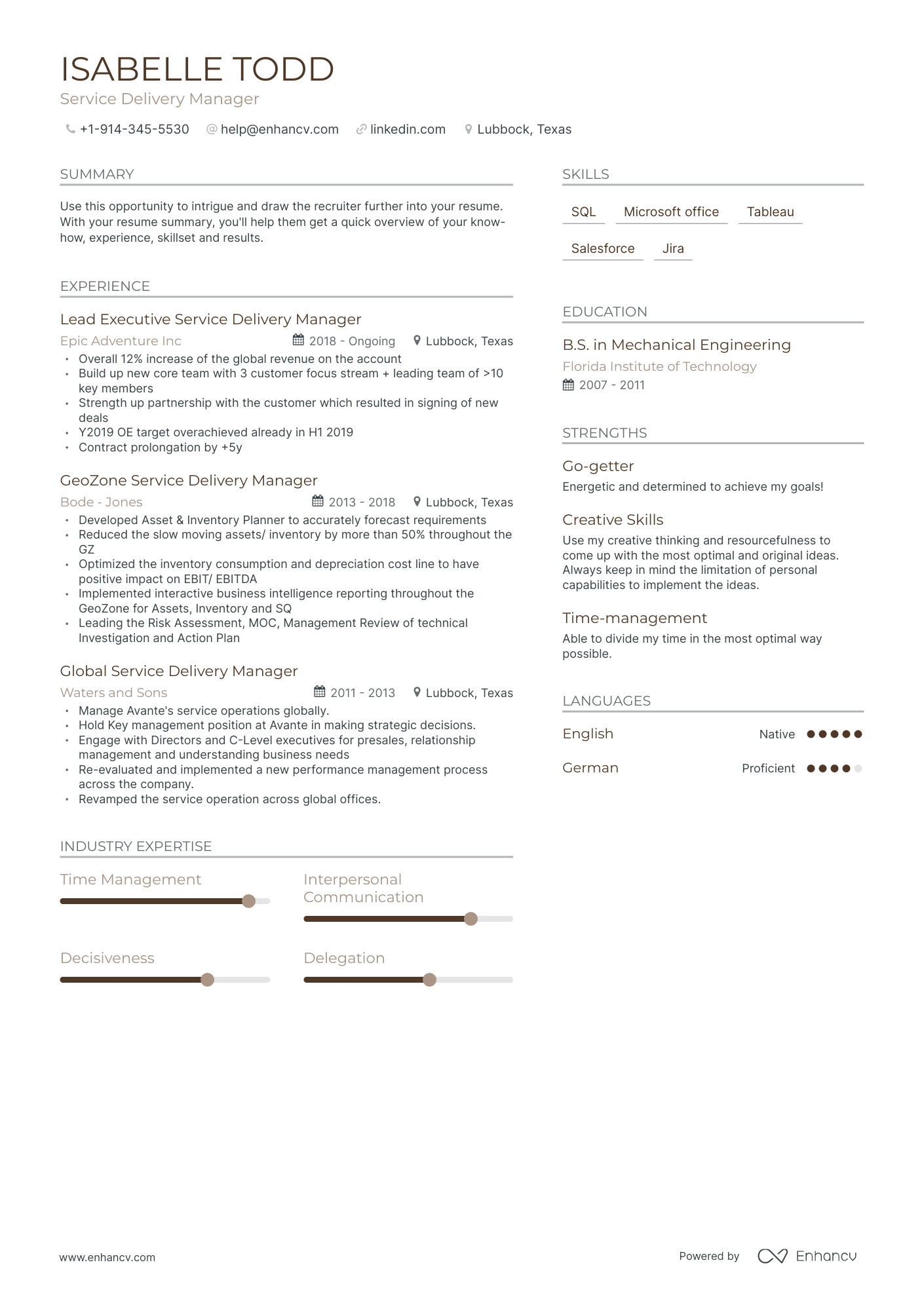Service Delivery Manager Resume Examples & Guide for 2023 (Layout ...