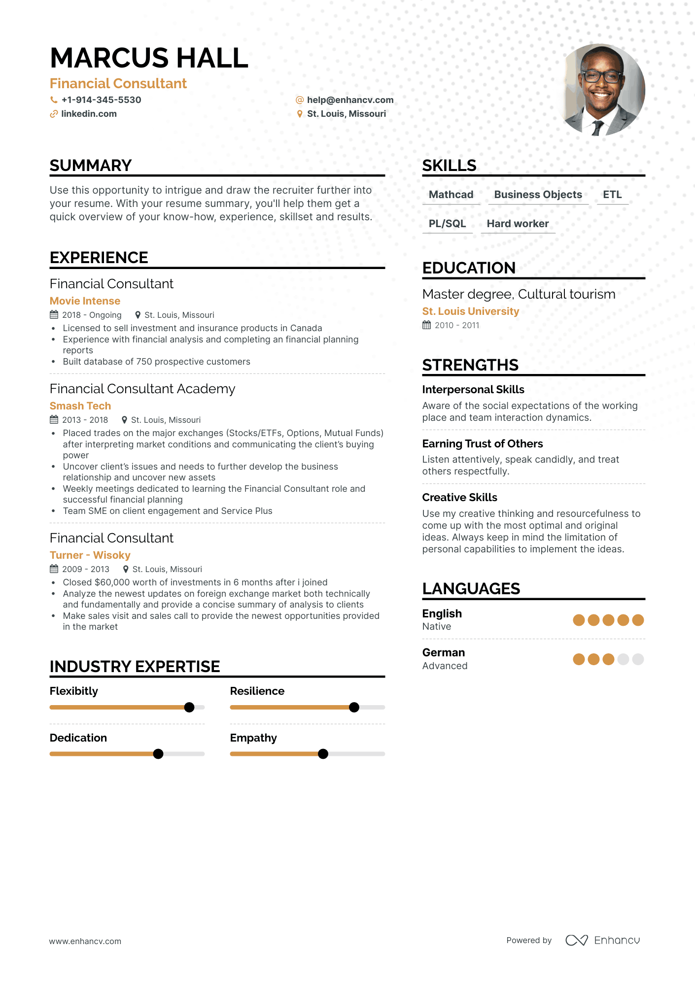 Top Financial Consultant Resume Examples & Samples for 2023 | Enhancv ...