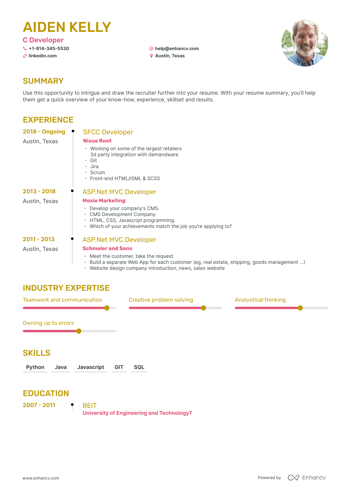 C Developer Resume Examples & Guide for 2023 (Layout, Skills, Keywords & Job Description)