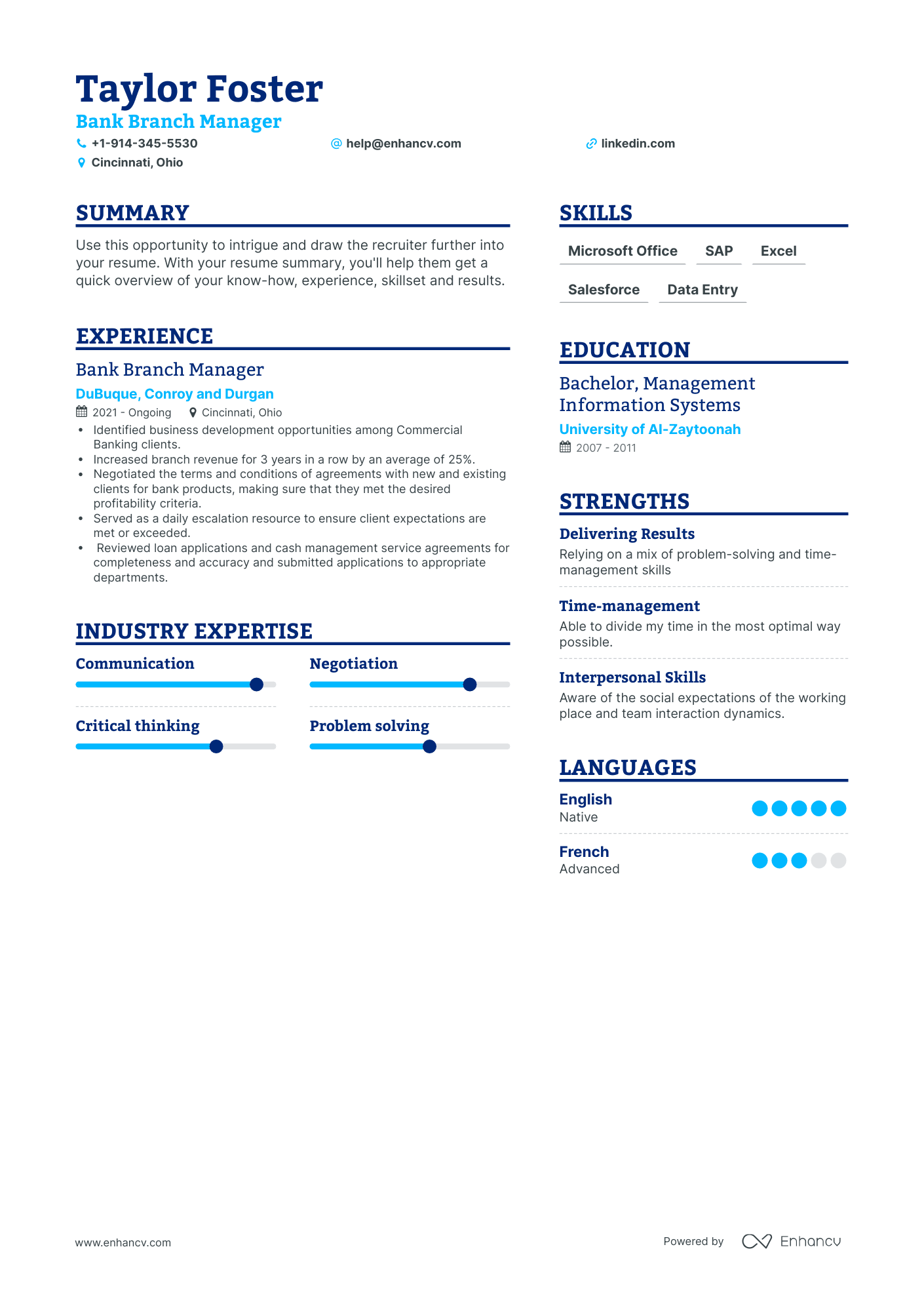 Bank Branch Manager Resume Examples & Guide for 2023 (Layout, Skills ...