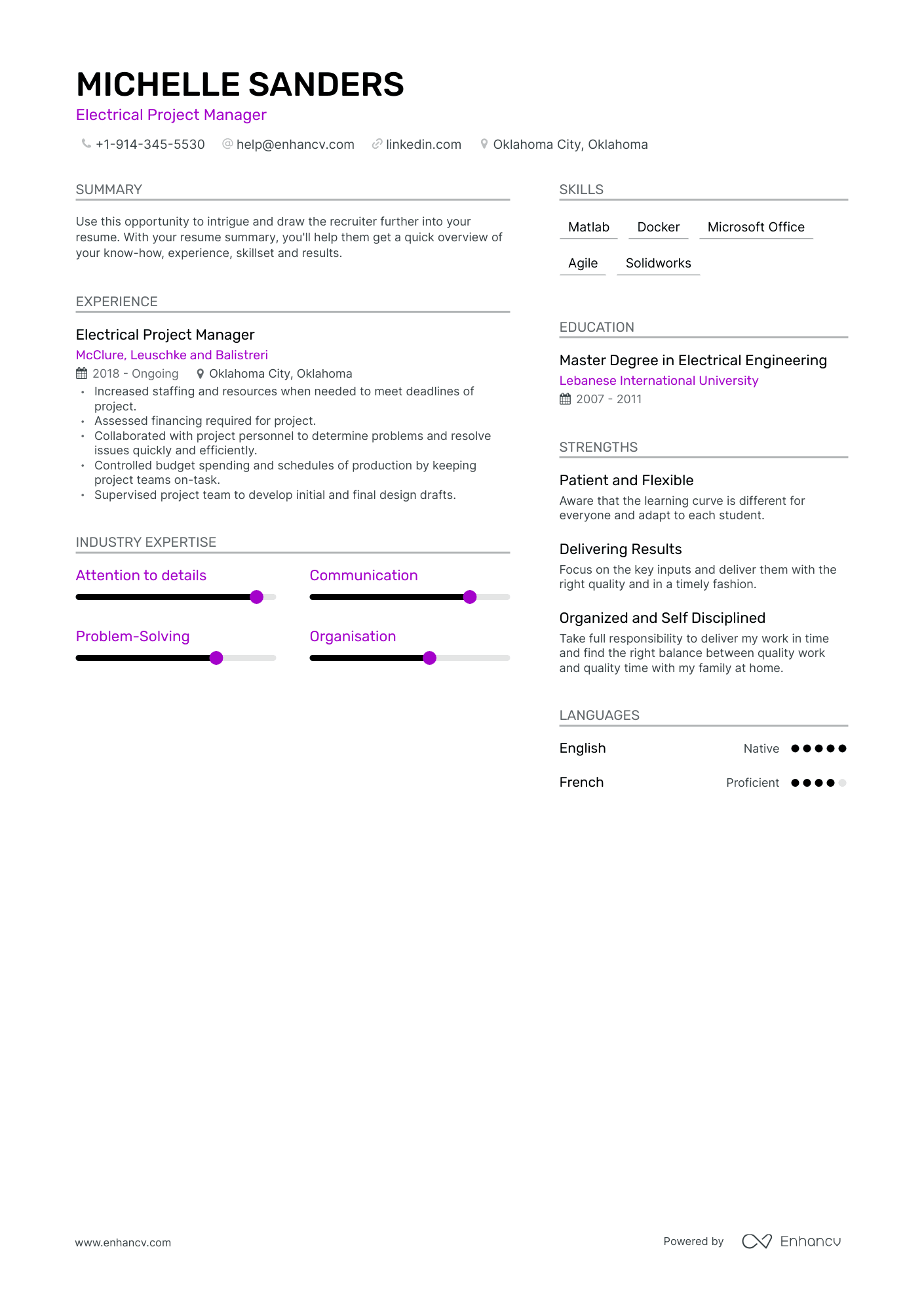 Electrical Project Manager Resume Examples & Guide for 2023 (Layout ...