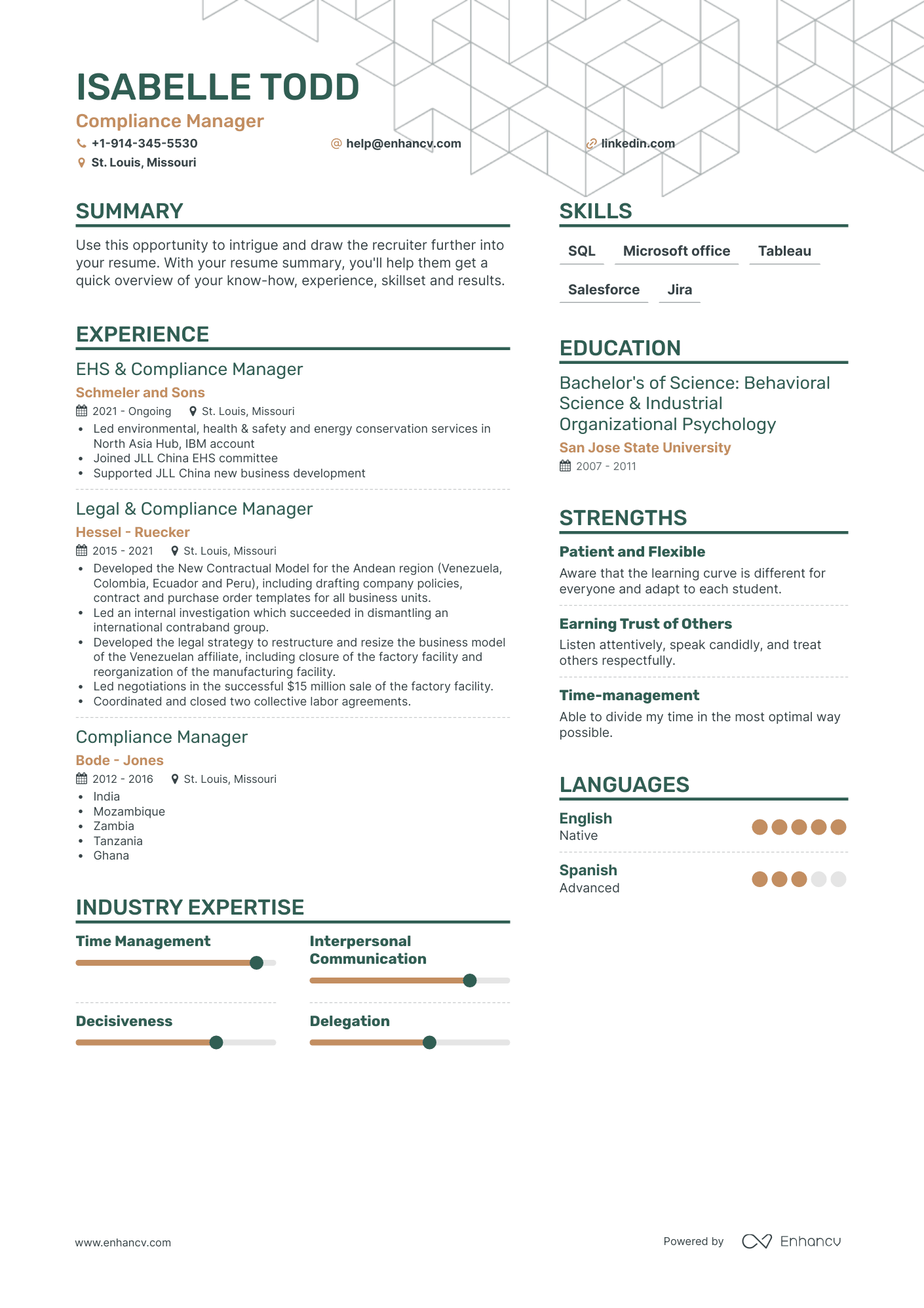 Compliance Manager Resume Examples & Guide for 2023 (Layout, Skills ...