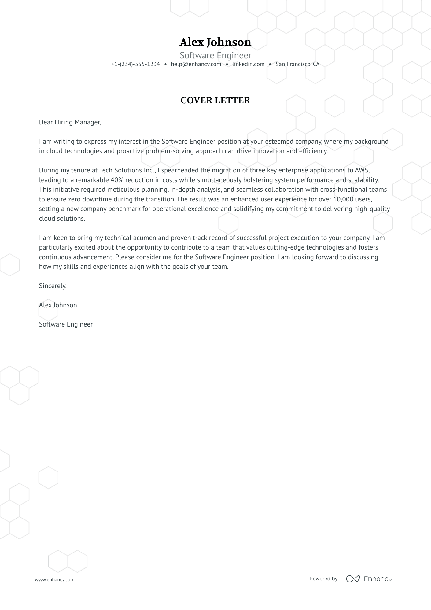 9 Professional AWS Cover Letter Examples and Template for 2024 | Enhancv