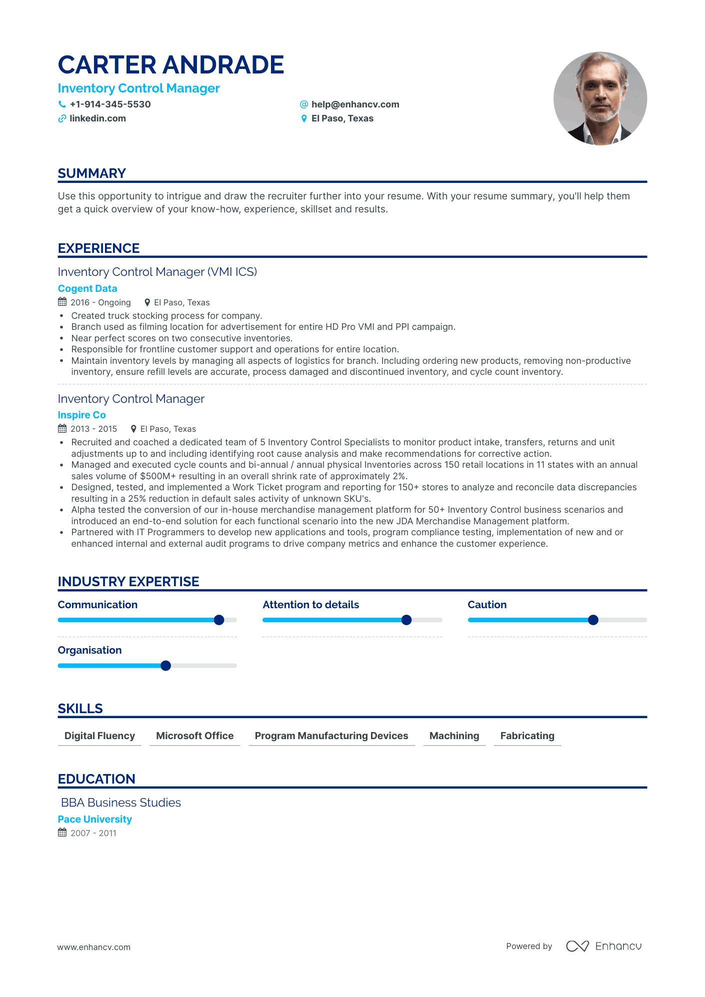 Inventory Control Manager Resume Examples & Guide for 2023 (Layout ...