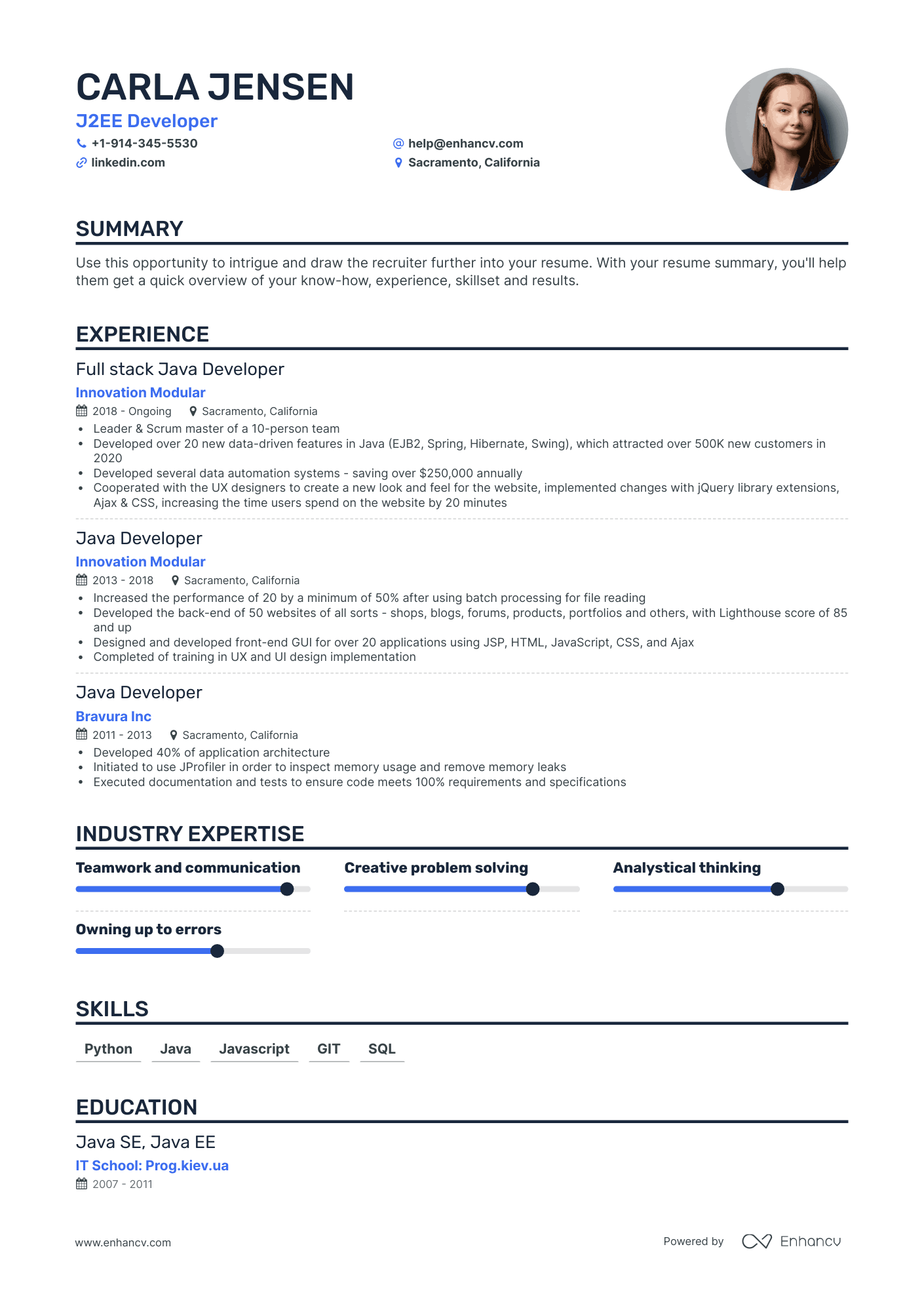 J2EE Developer Resume Examples & Guide for 2023 (Layout, Skills ...