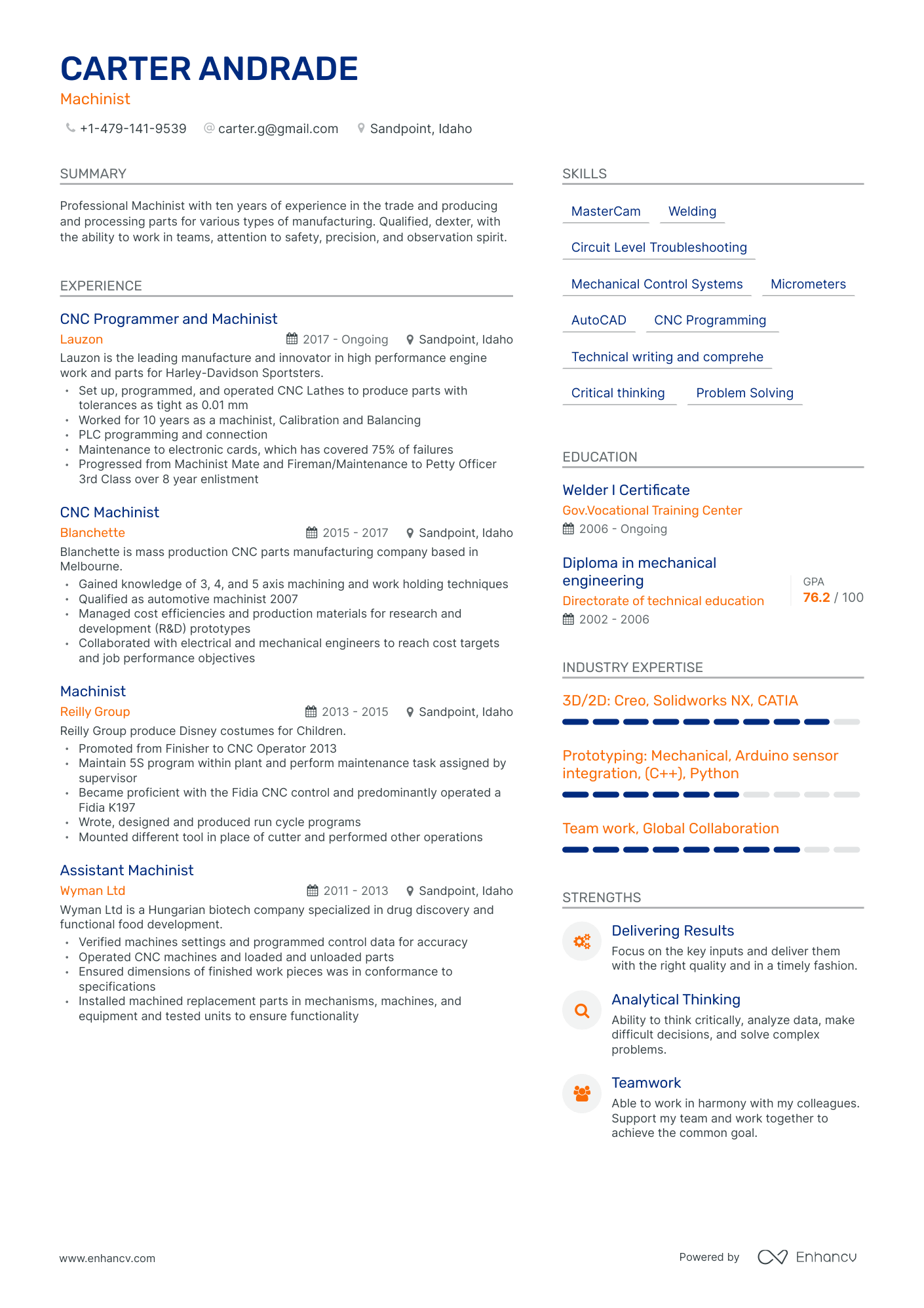Machinist Resume Examples & Guide for 2023 (Layout, Skills, Keywords ...