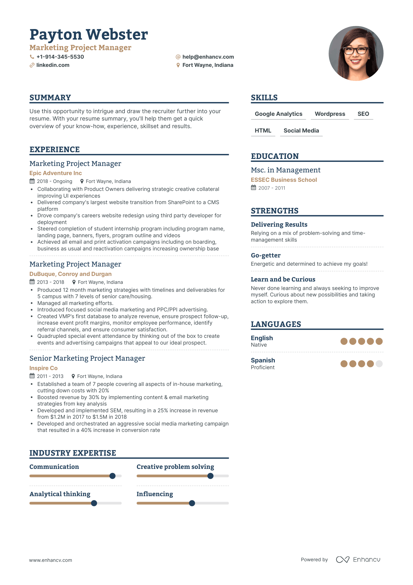 Marketing Project Manager Resume Examples Guide For 2023 Layout Skills Keywords Job 