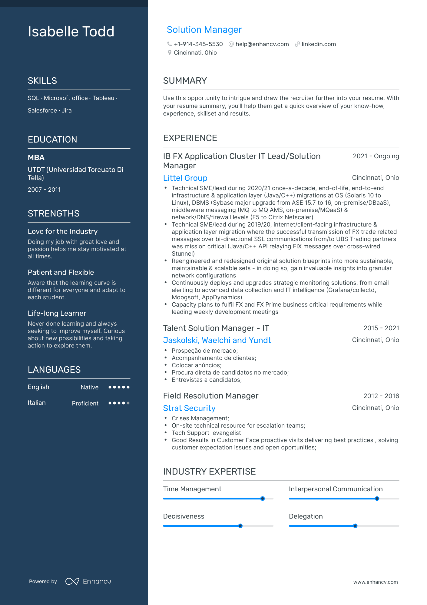 Solution Manager Resume Examples & Guide for 2023 (Layout, Skills ...