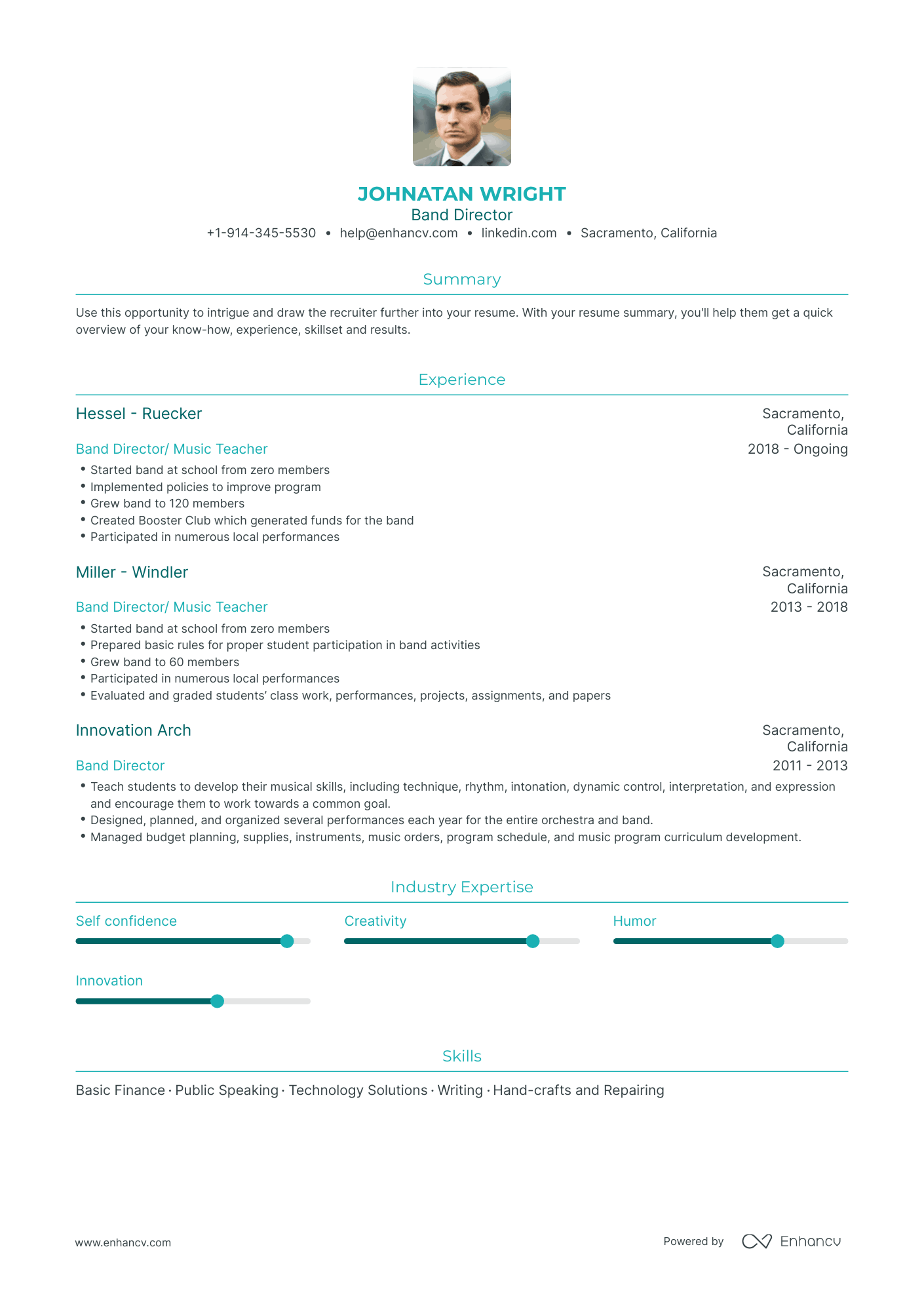 Band Director Resume Examples & Guide for 2023 (Layout, Skills ...