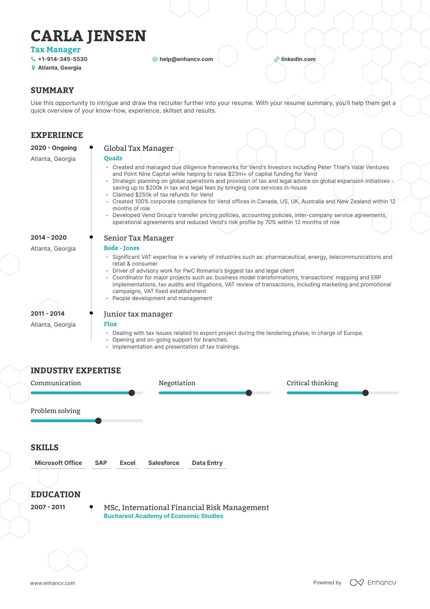 Tax Manager Resume Examples & Guide for 2023 (Layout, Skills, Keywords ...