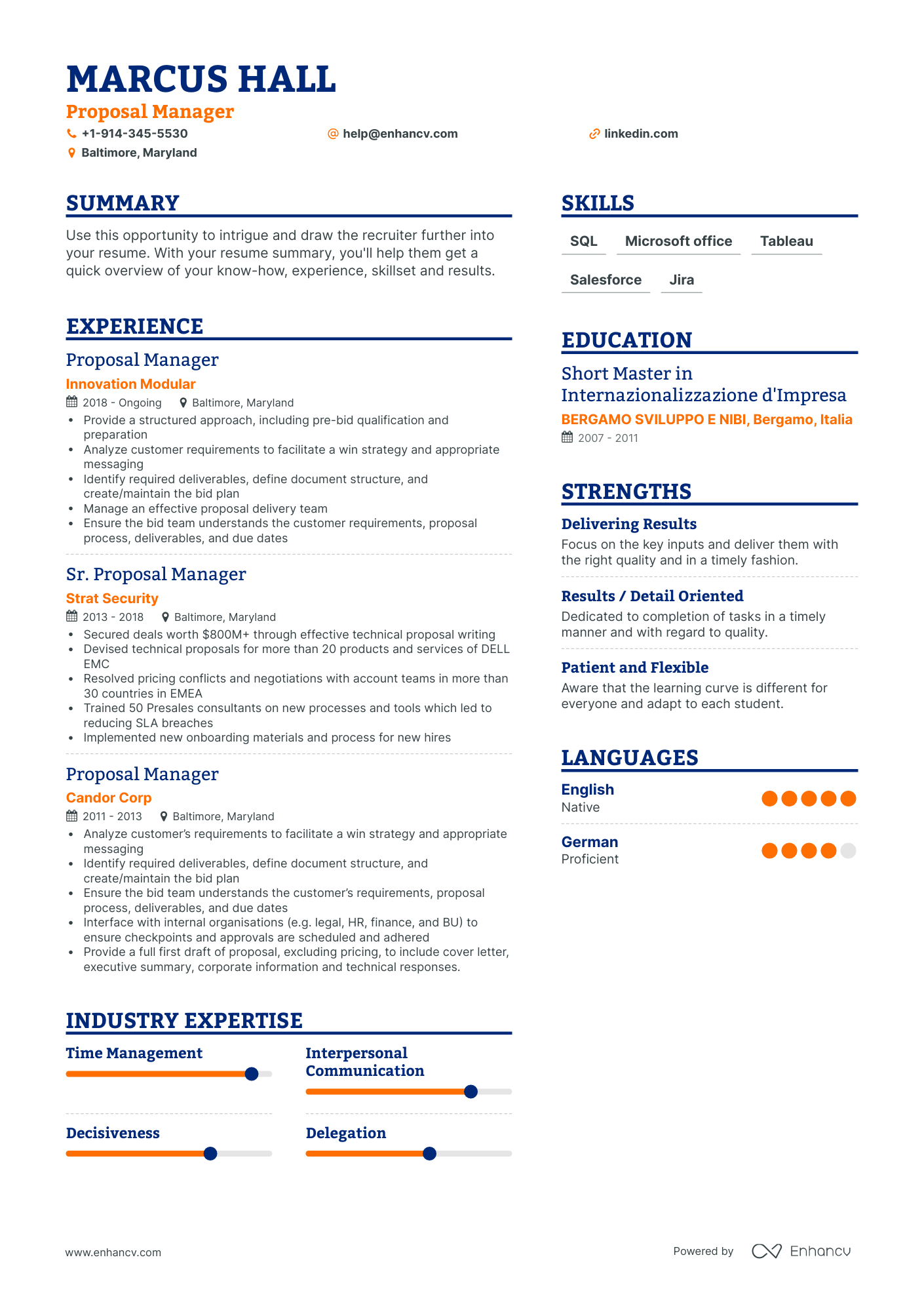 Proposal Manager Resume Examples & Guide for 2023 (Layout, Skills ...