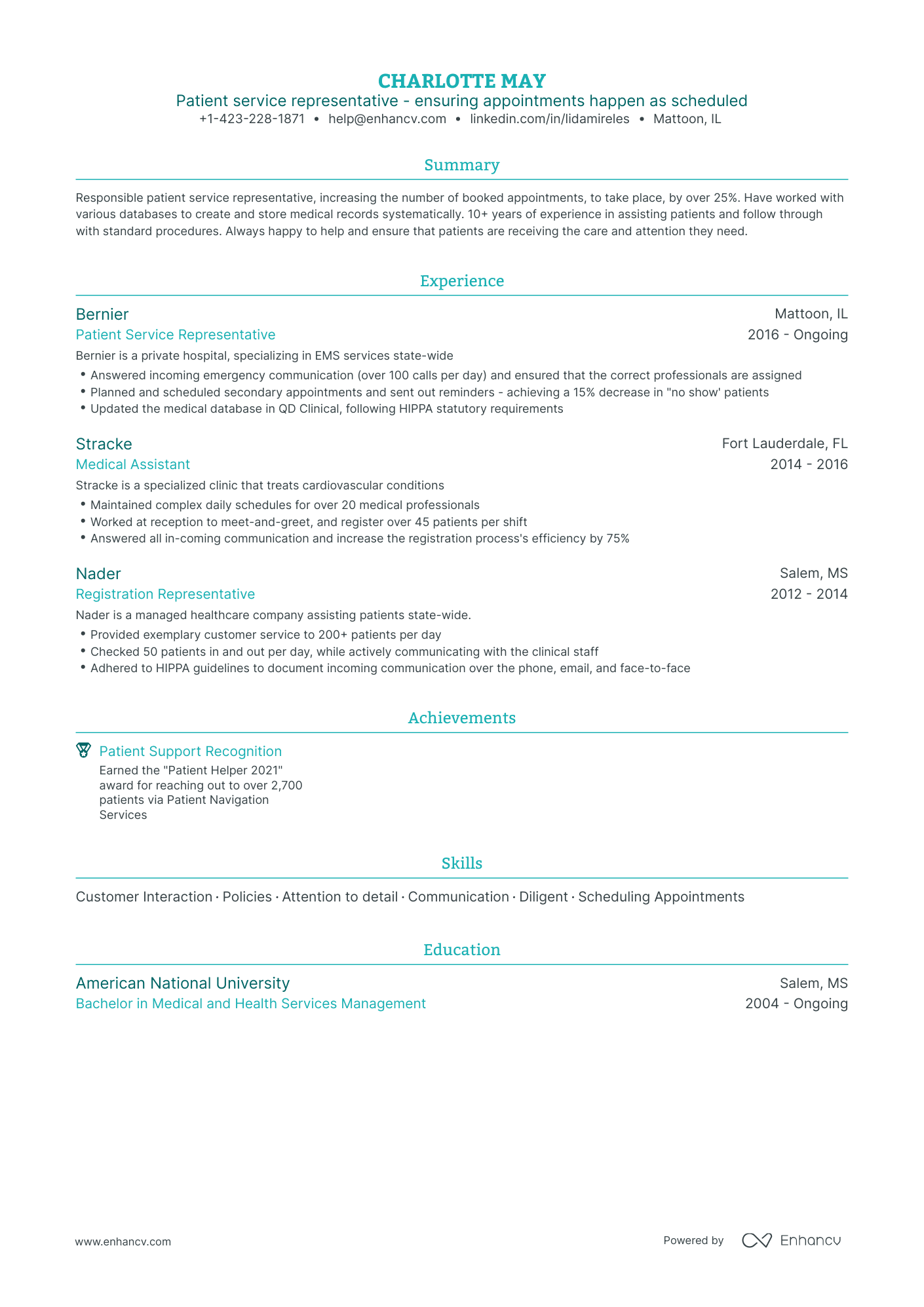 Patient Service Representative Resume Examples & Guide for 2023 (Layout ...