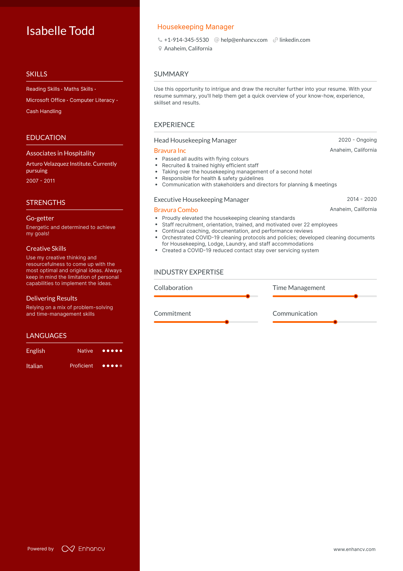 Housekeeping Manager Resume Examples & Guide for 2023 (Layout, Skills ...