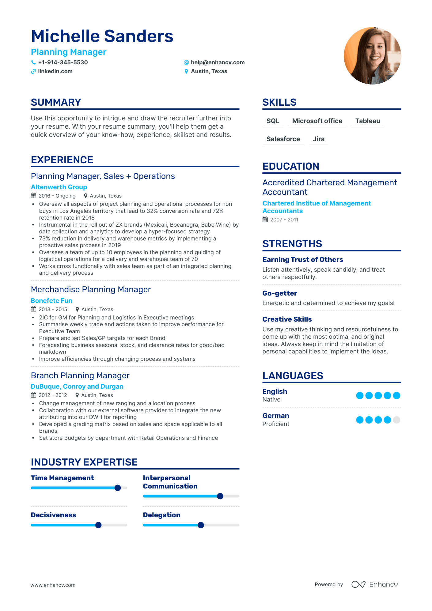 Planning Manager Resume Examples & Guide for 2023 (Layout, Skills ...