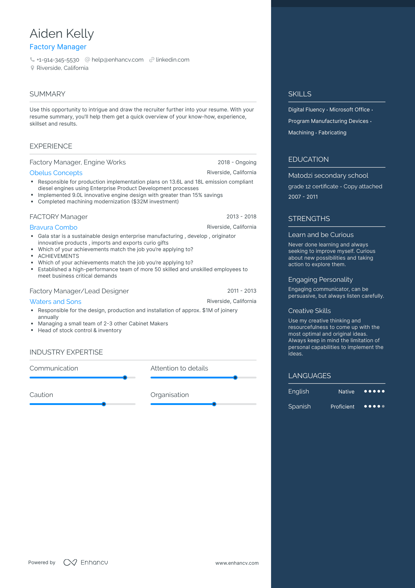 Factory Manager Resume Examples & Guide for 2023 (Layout, Skills ...