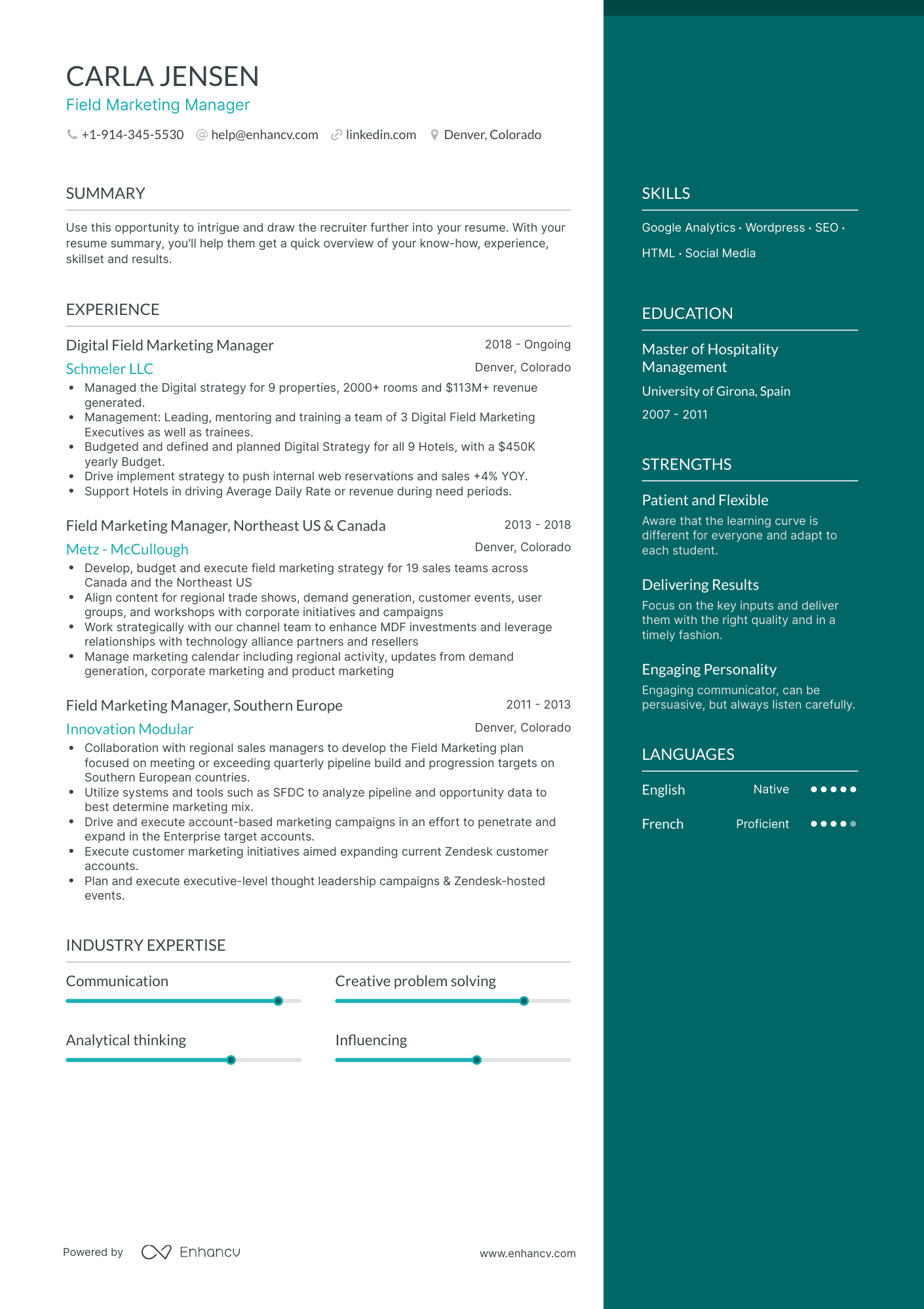Field Marketing Manager Resume Examples & Guide for 2023 (Layout ...