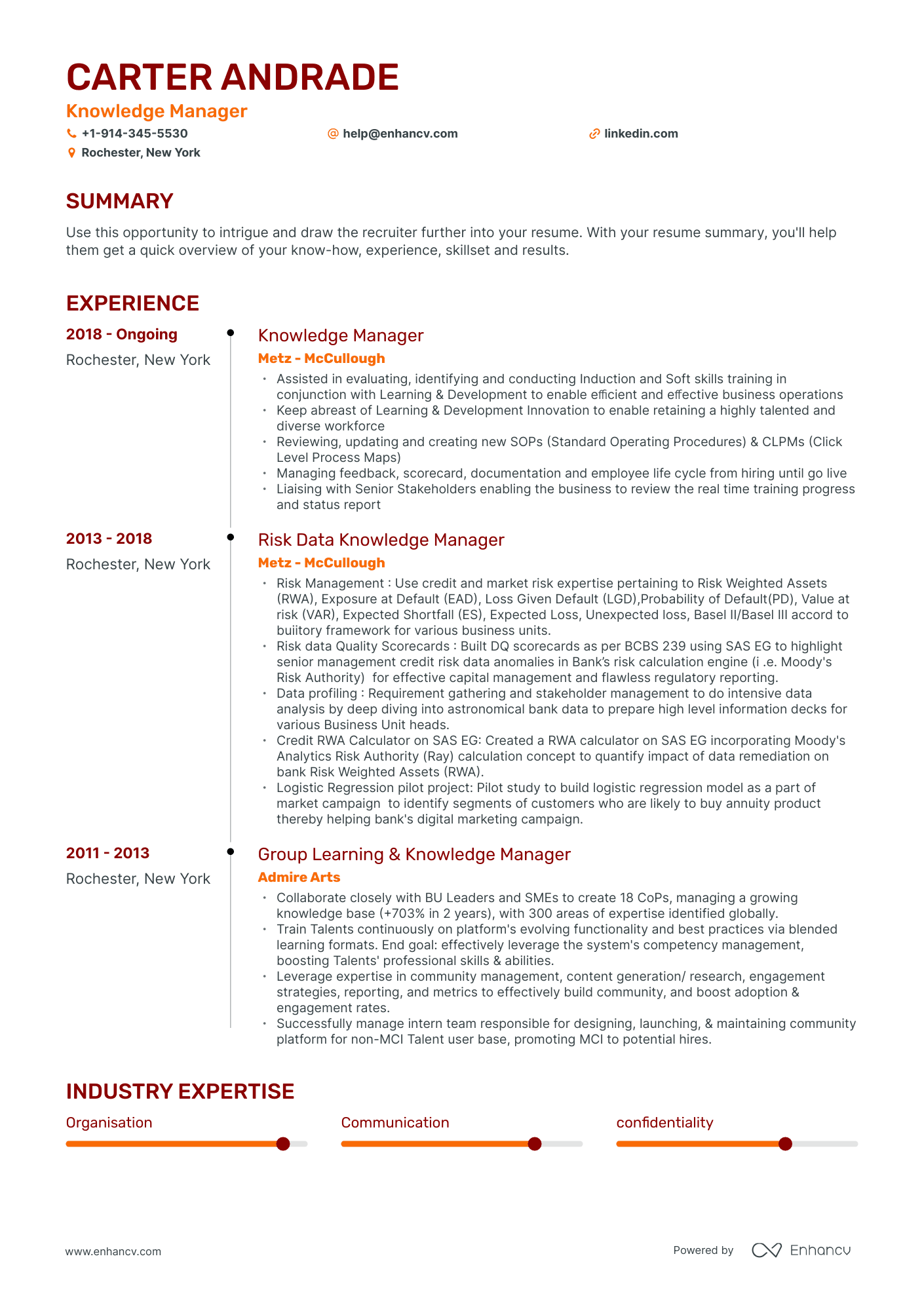 Knowledge Manager Resume Examples & Guide for 2023 (Layout, Skills ...