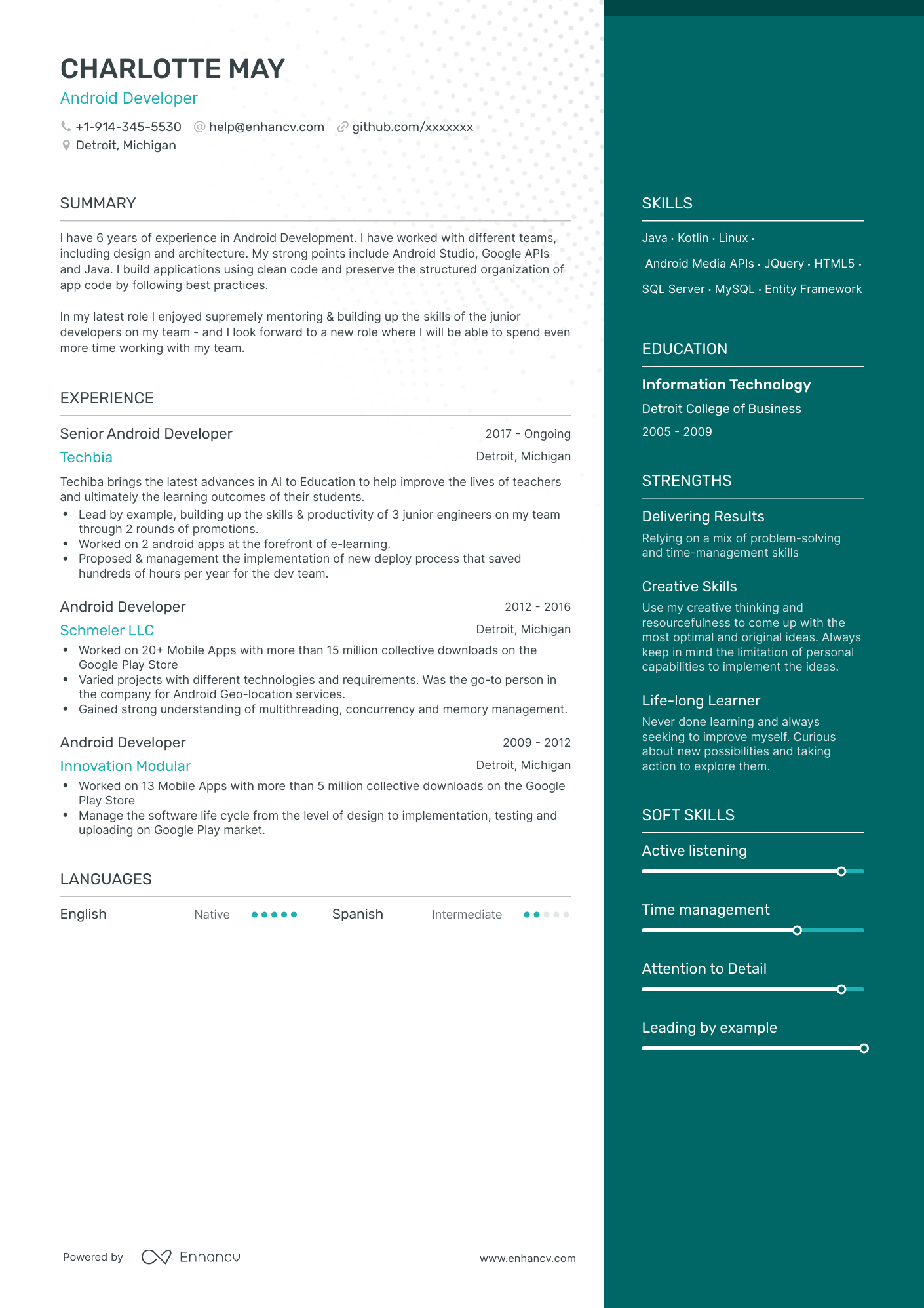 Top Android Developer Resume Examples & Samples for 2023 | Enhancv.com ...