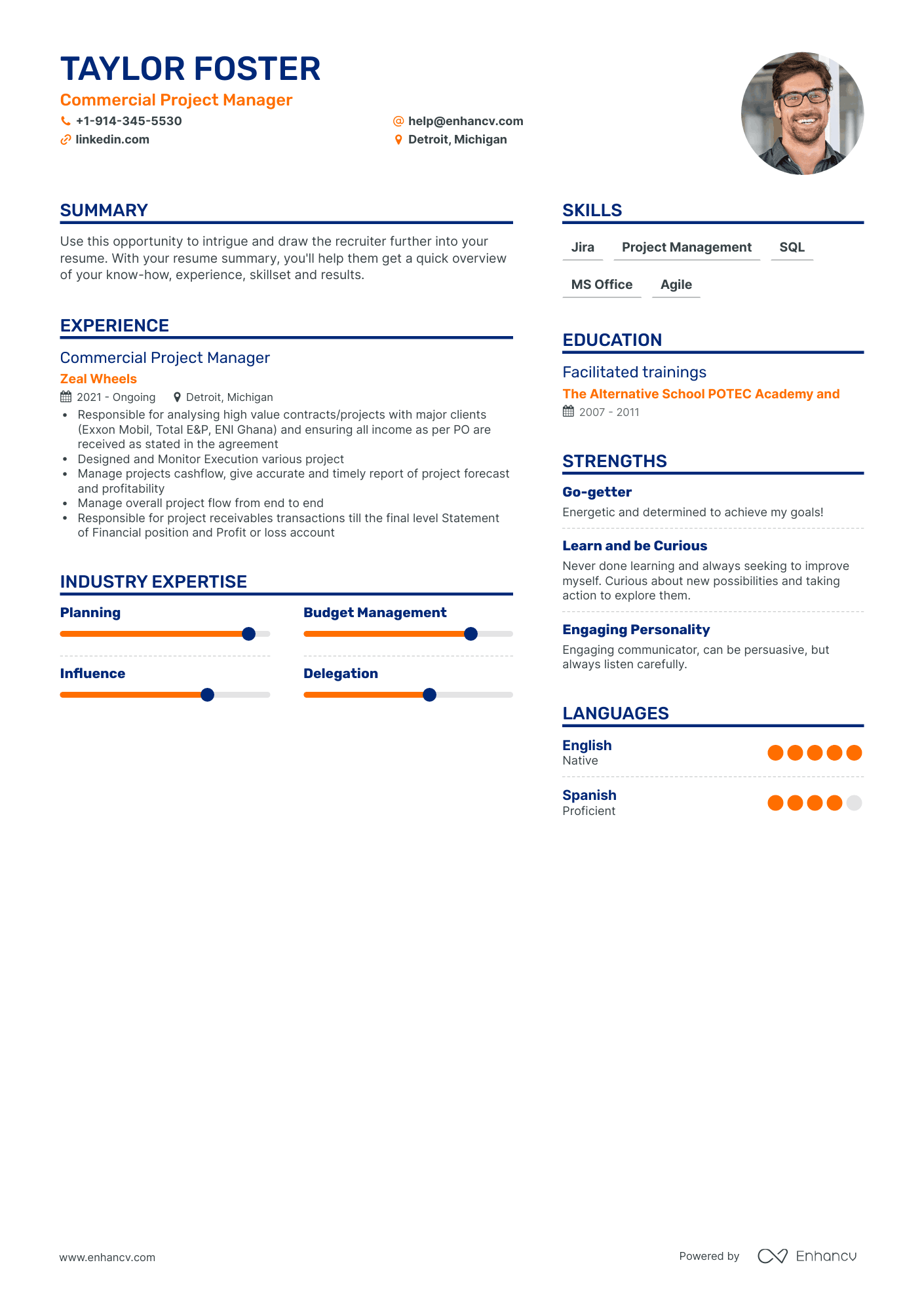 Commercial Project Manager Resume Examples & Guide for 2023 (Layout ...