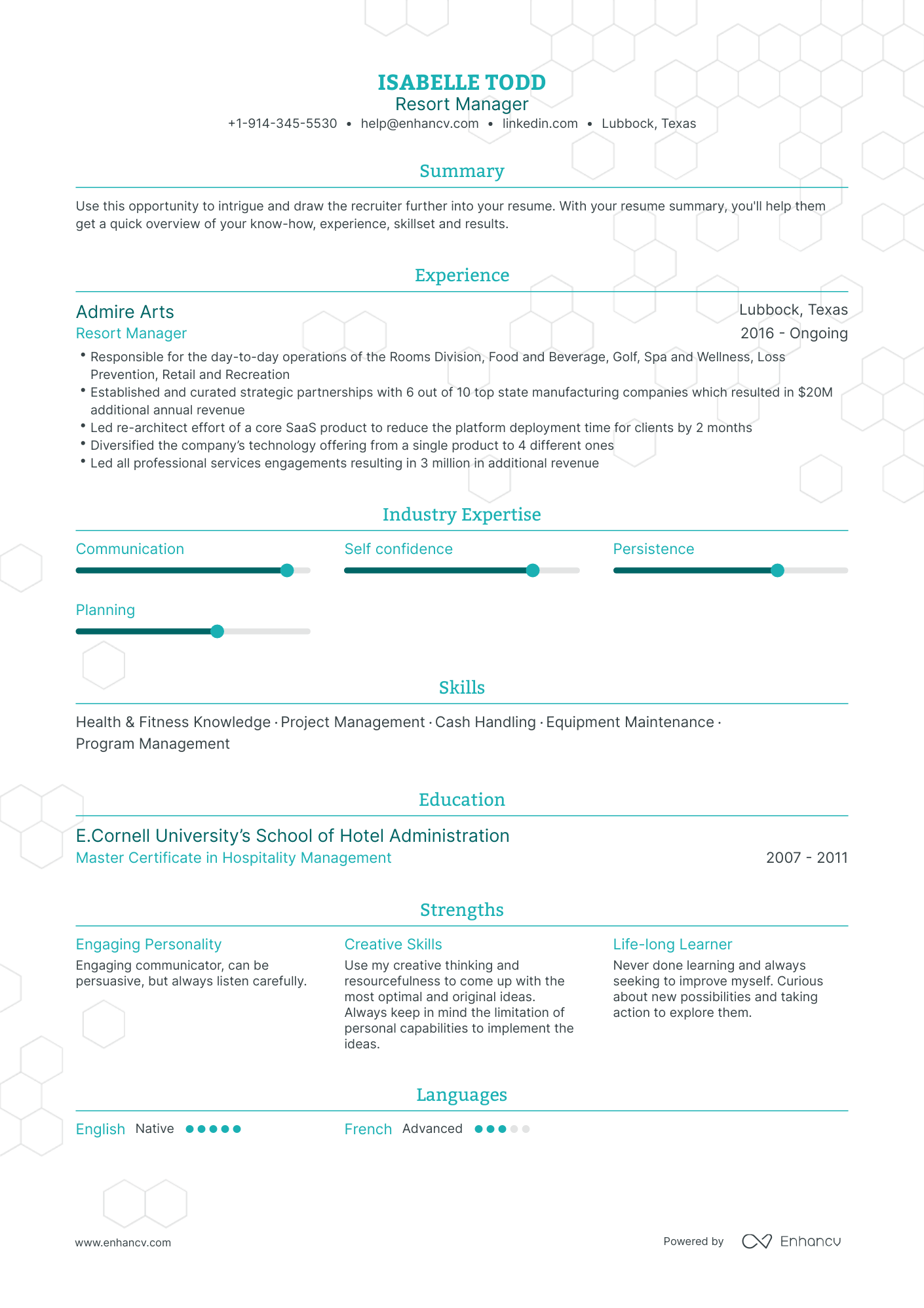 Resort Manager Resume Examples & Guide for 2023 (Layout, Skills ...