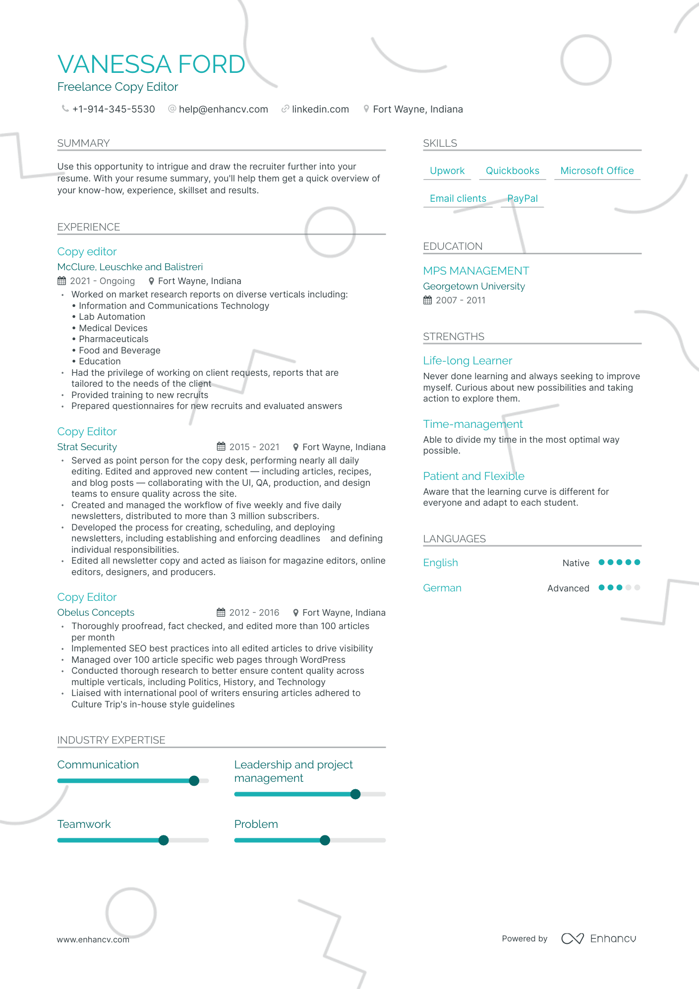 Freelance Copy Editor Resume Examples & Guide for 2023 (Layout, Skills ...