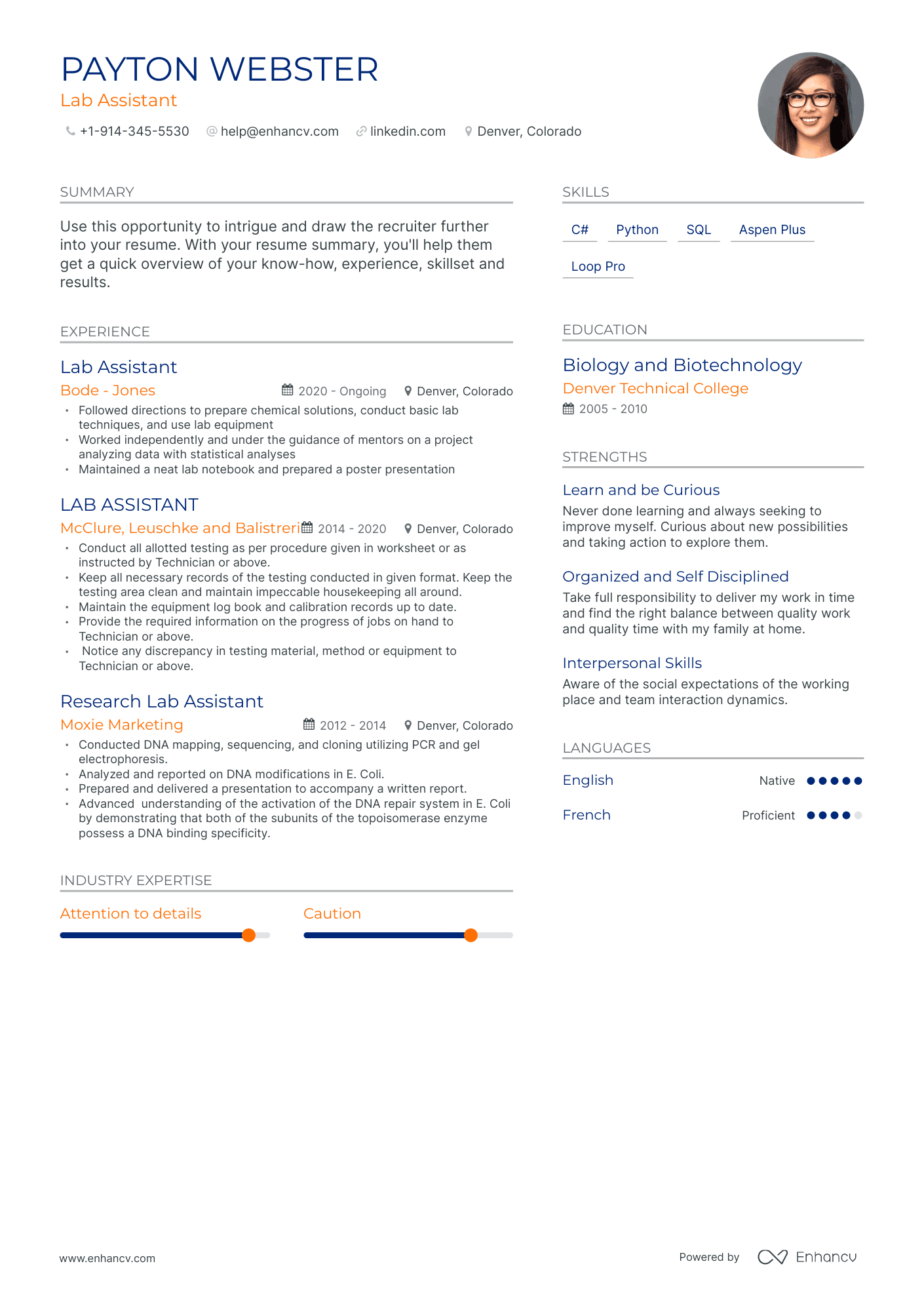 Top Lab Assistant Resume Examples & Samples for 2023 | Enhancv.com ...