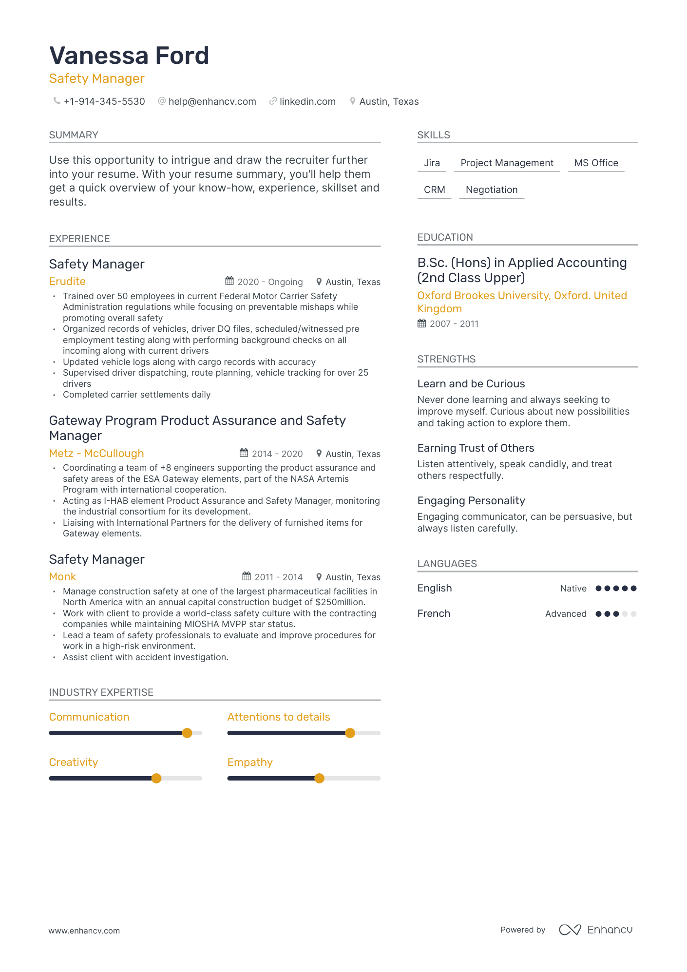 Safety Manager Resume Examples & Guide for 2023 (Layout, Skills ...