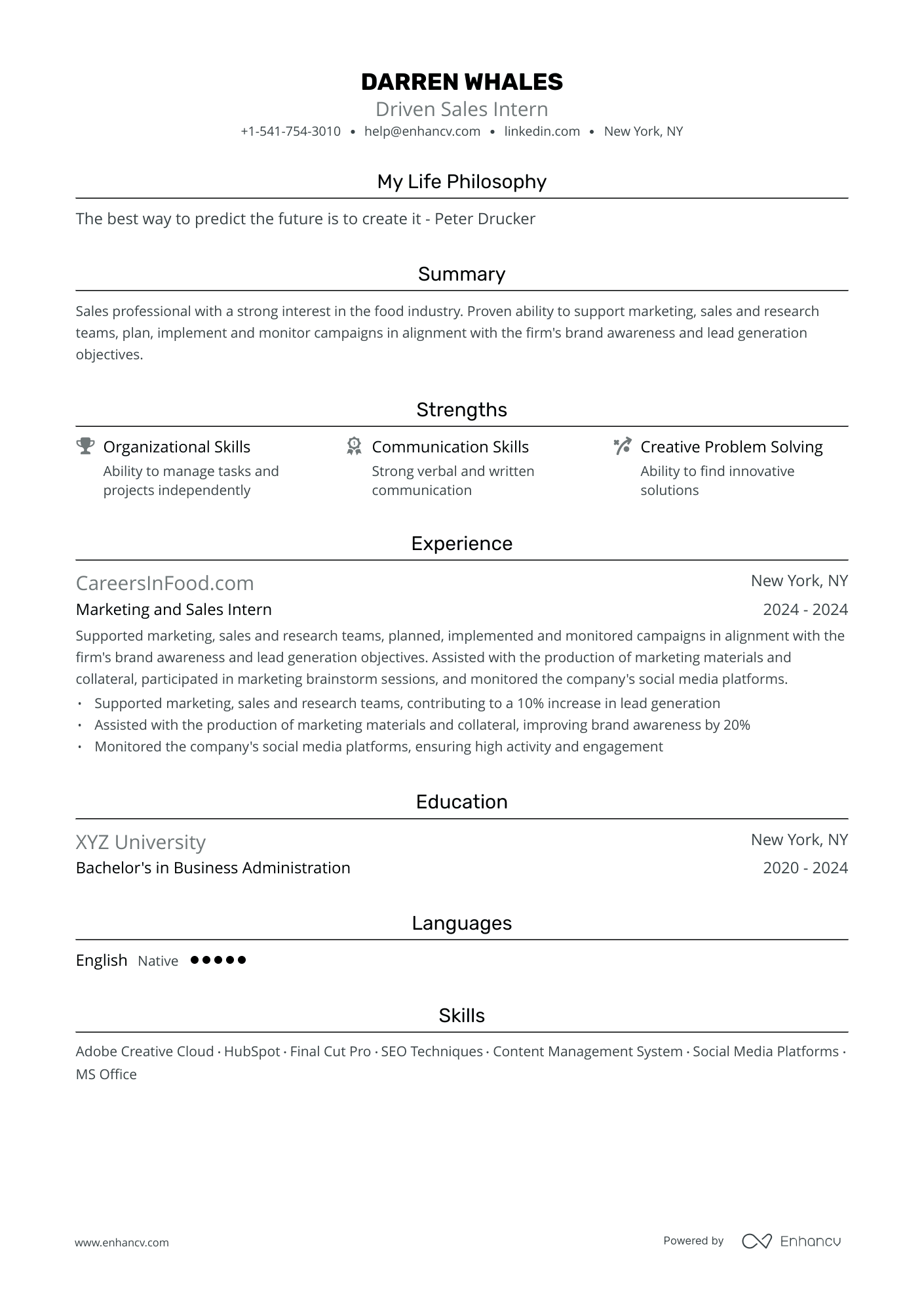 5 Sales Intern Resume Examples & Guide for 2024