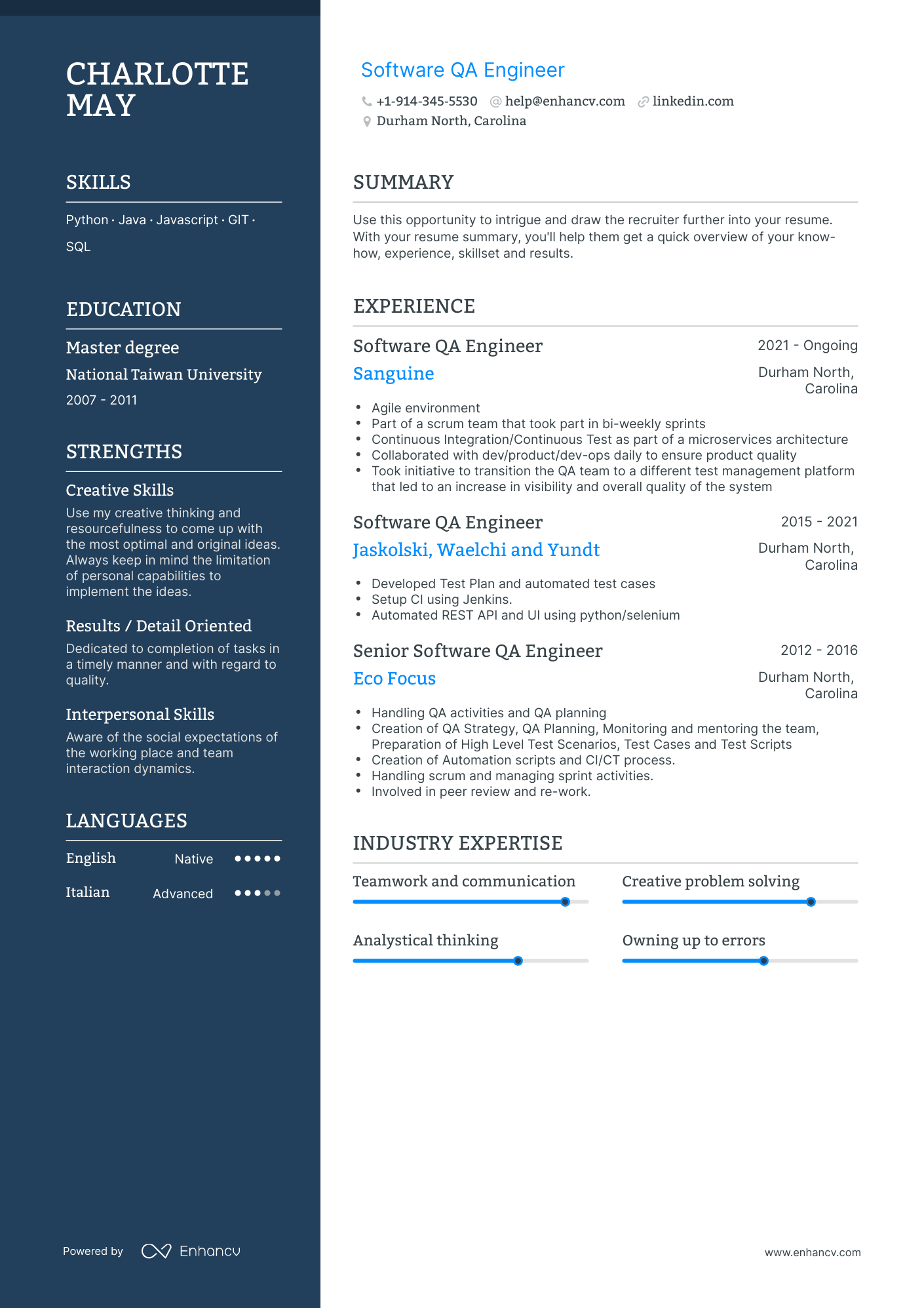 Software QA Engineer Resume Examples & Guide for 2023 (Layout, Skills ...