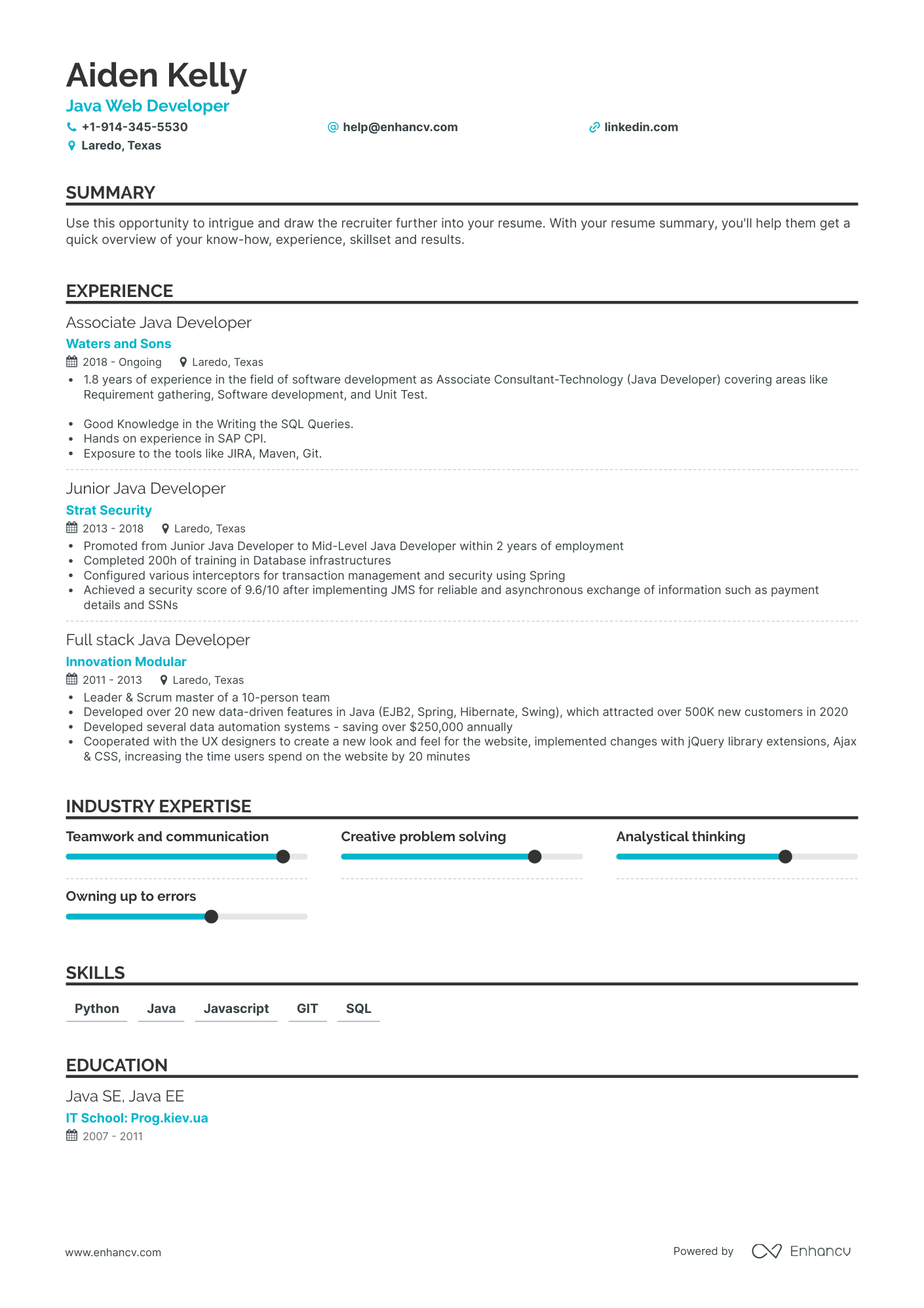 Java Web Developer Resume Examples & Guide for 2023 (Layout, Skills ...