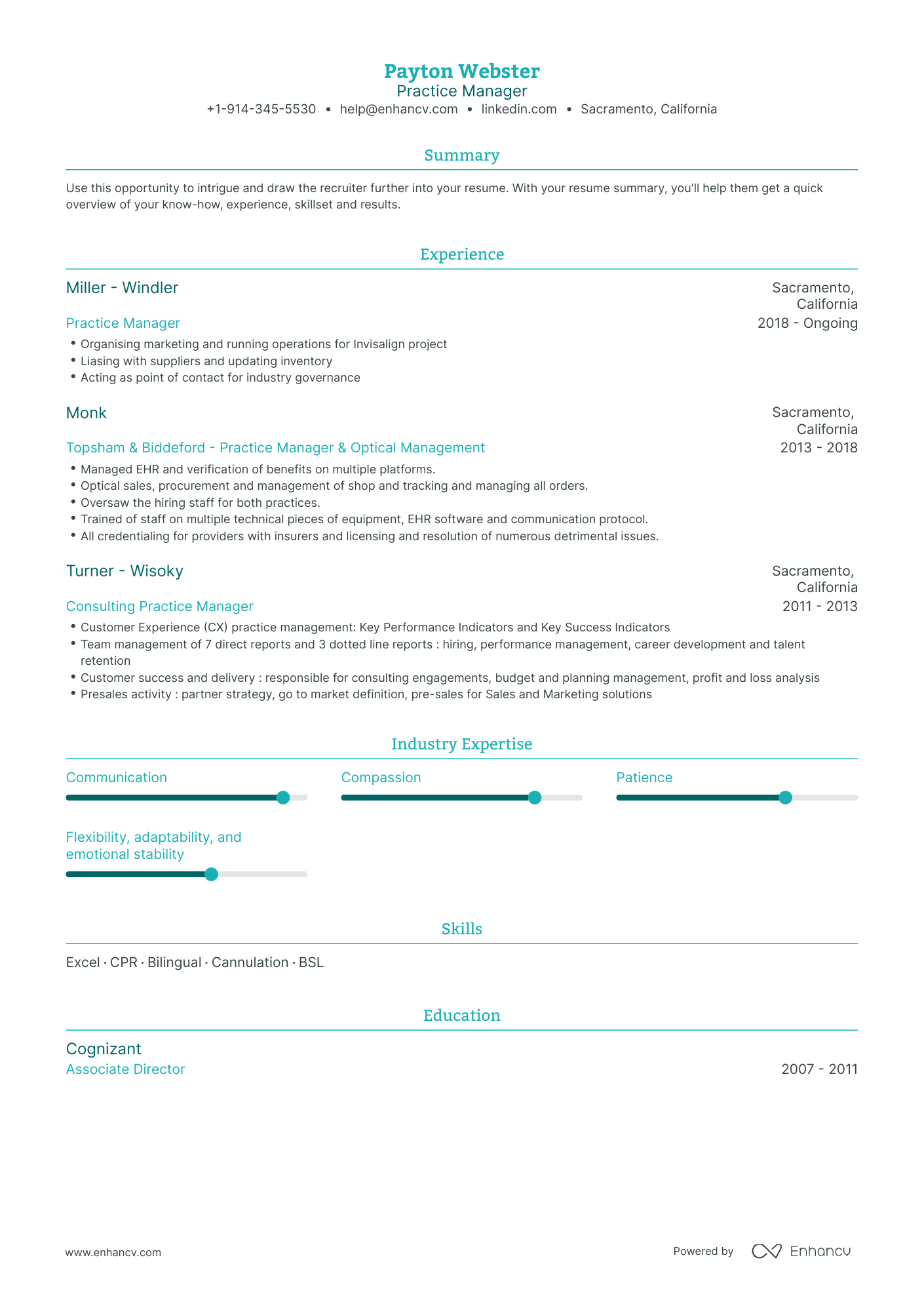 Practice Manager Resume Examples & Guide for 2023 (Layout, Skills ...