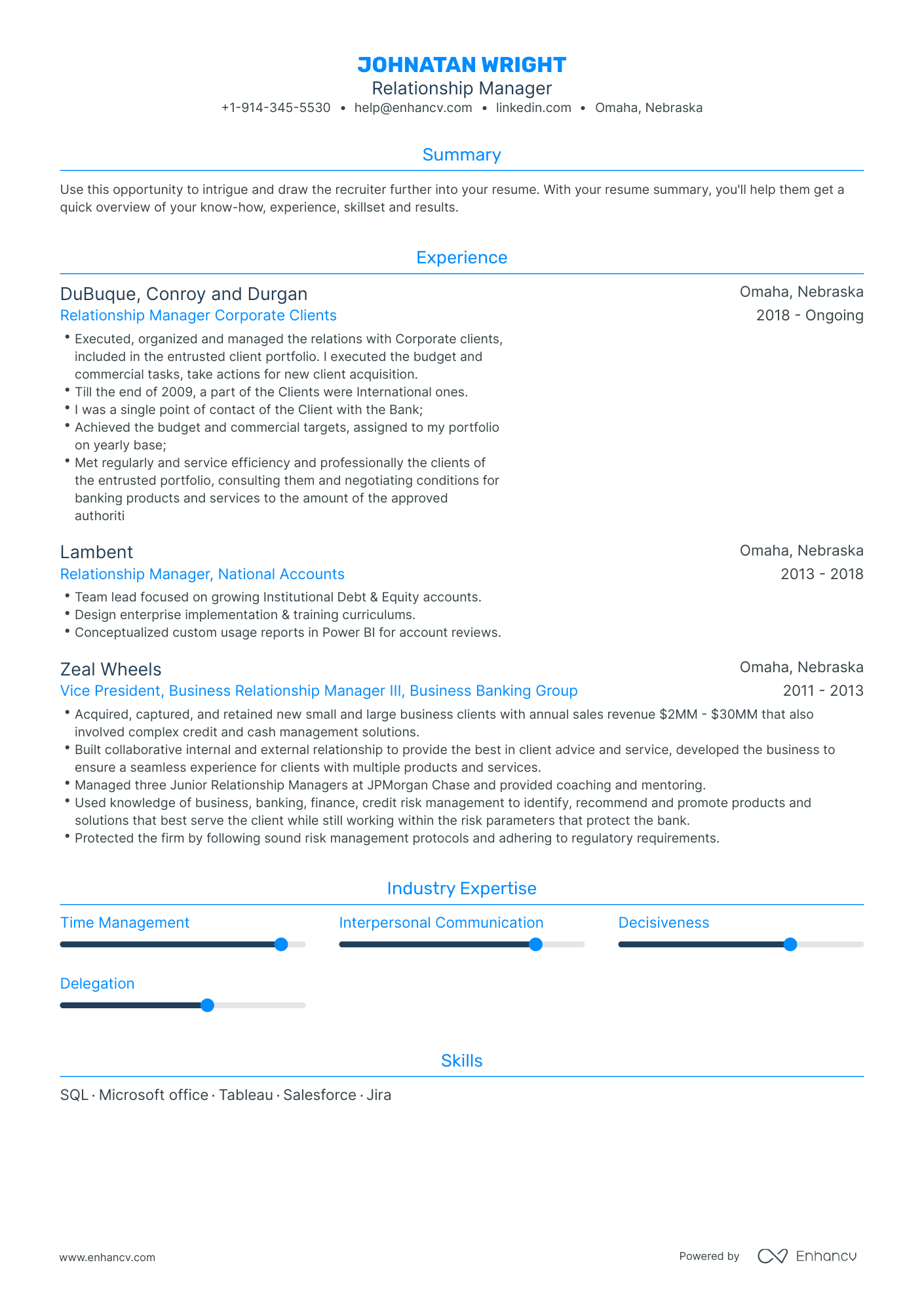 Relationship Manager Resume Examples & Guide for 2023 (Layout, Skills ...