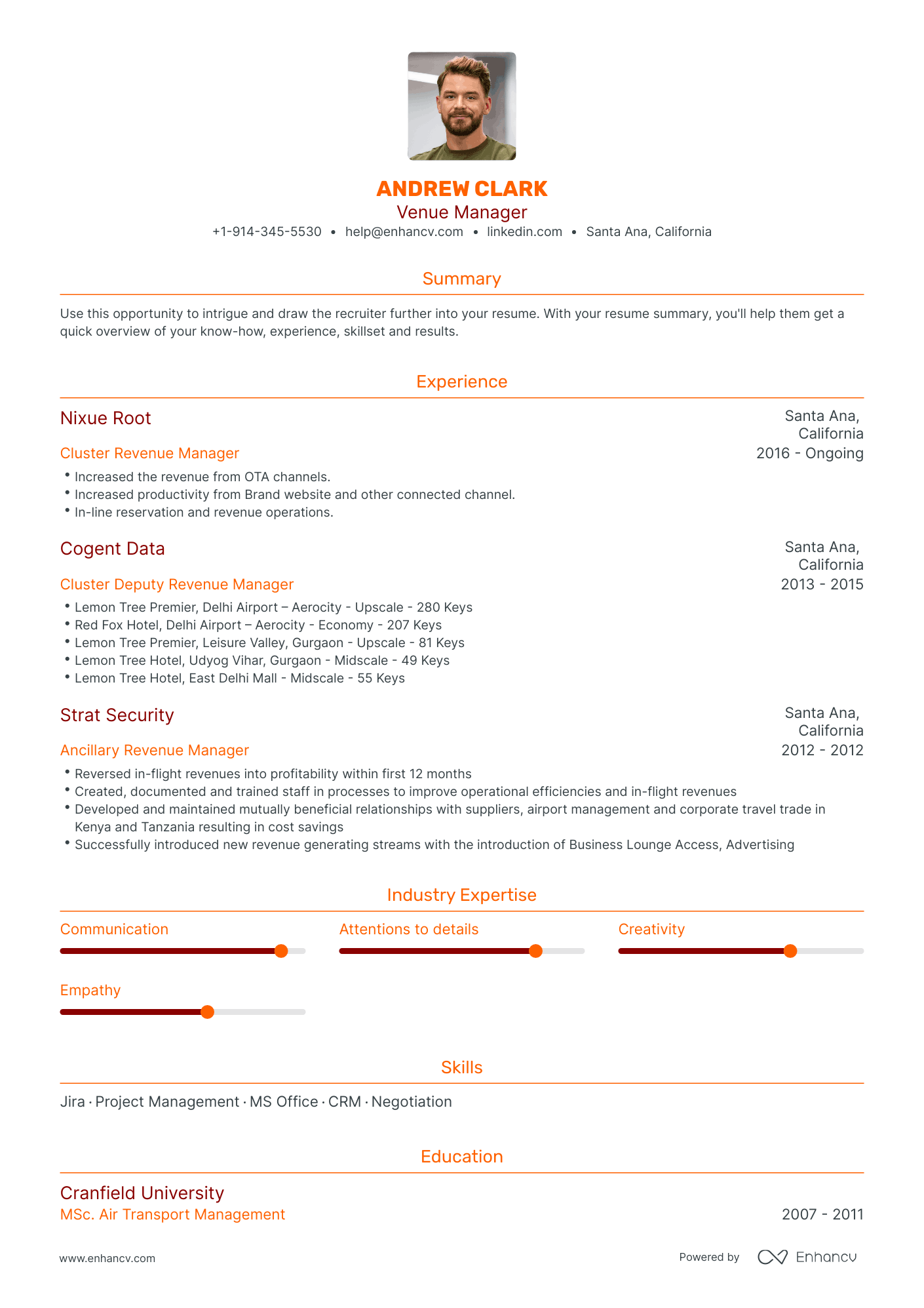 Venue Manager Resume Examples & Guide for 2023 (Layout, Skills ...