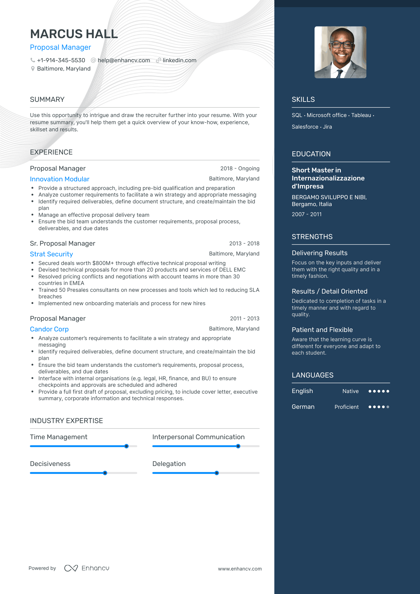 Proposal Manager Resume Examples & Guide for 2023 (Layout, Skills ...