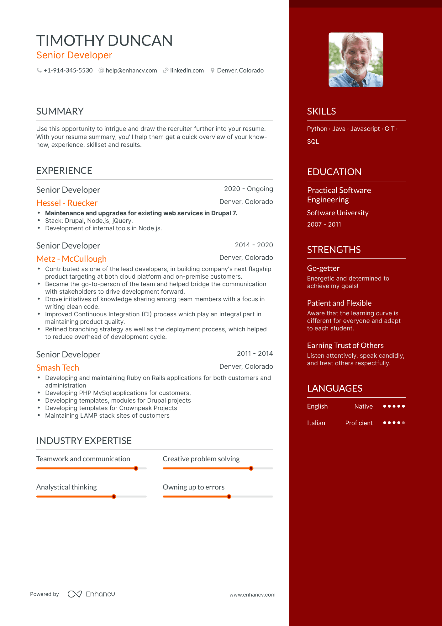 Senior Developer Resume Examples & Guide for 2023 (Layout, Skills ...