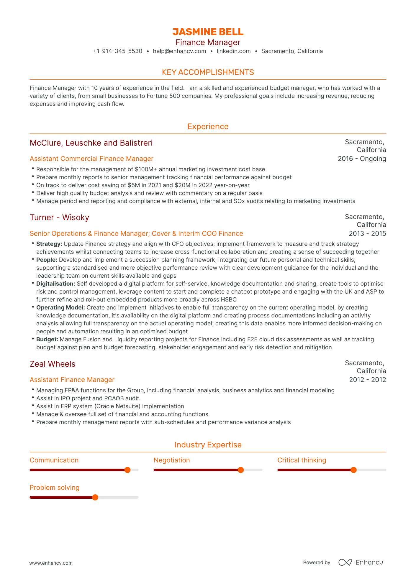 Finance Manager Resume Examples & Guide for 2023 (Layout, Skills ...