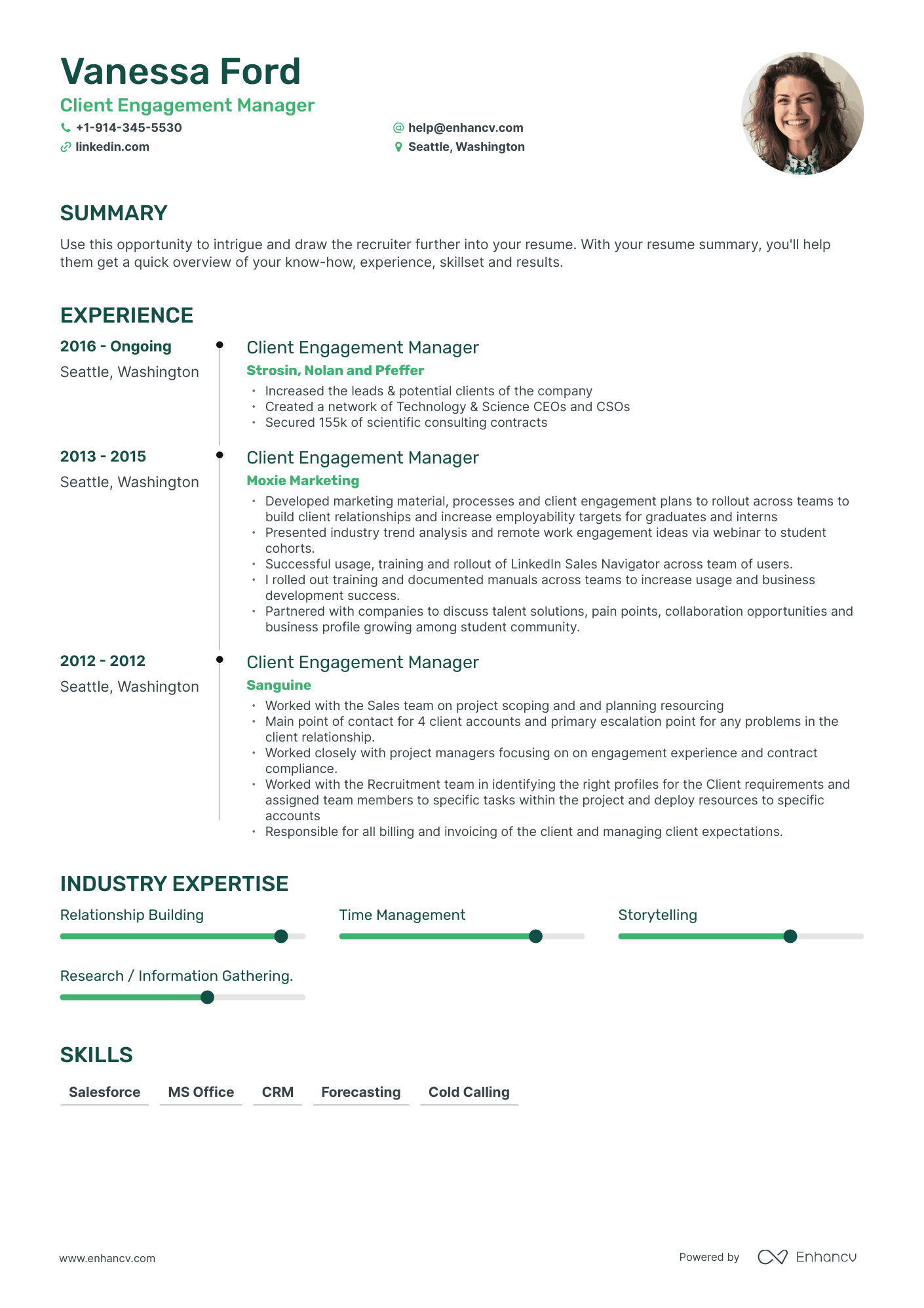 Client Engagement Manager Resume Examples & Guide for 2023 (Layout ...