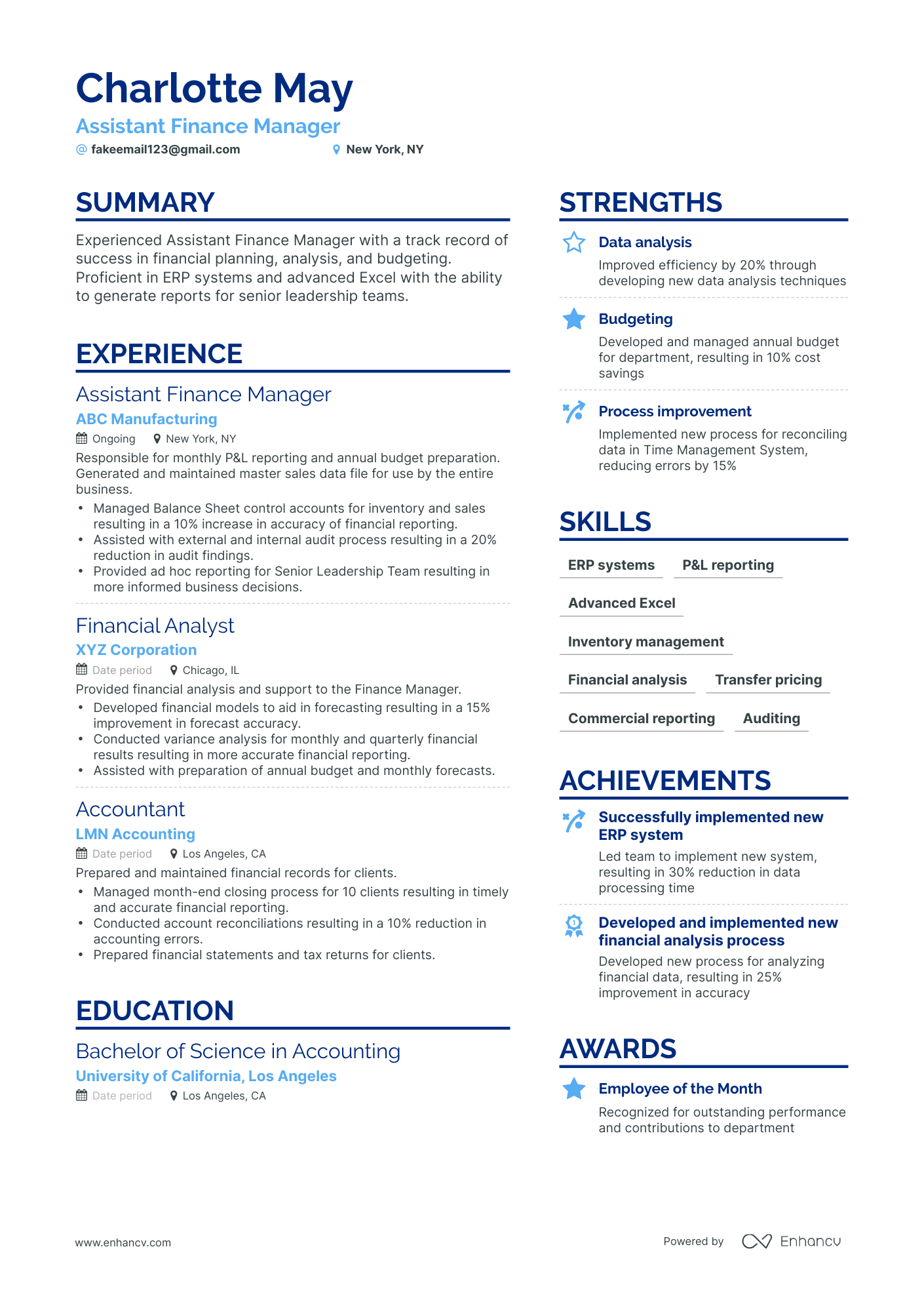 5 Assistant Finance Manager Resume Examples Guide For 2023